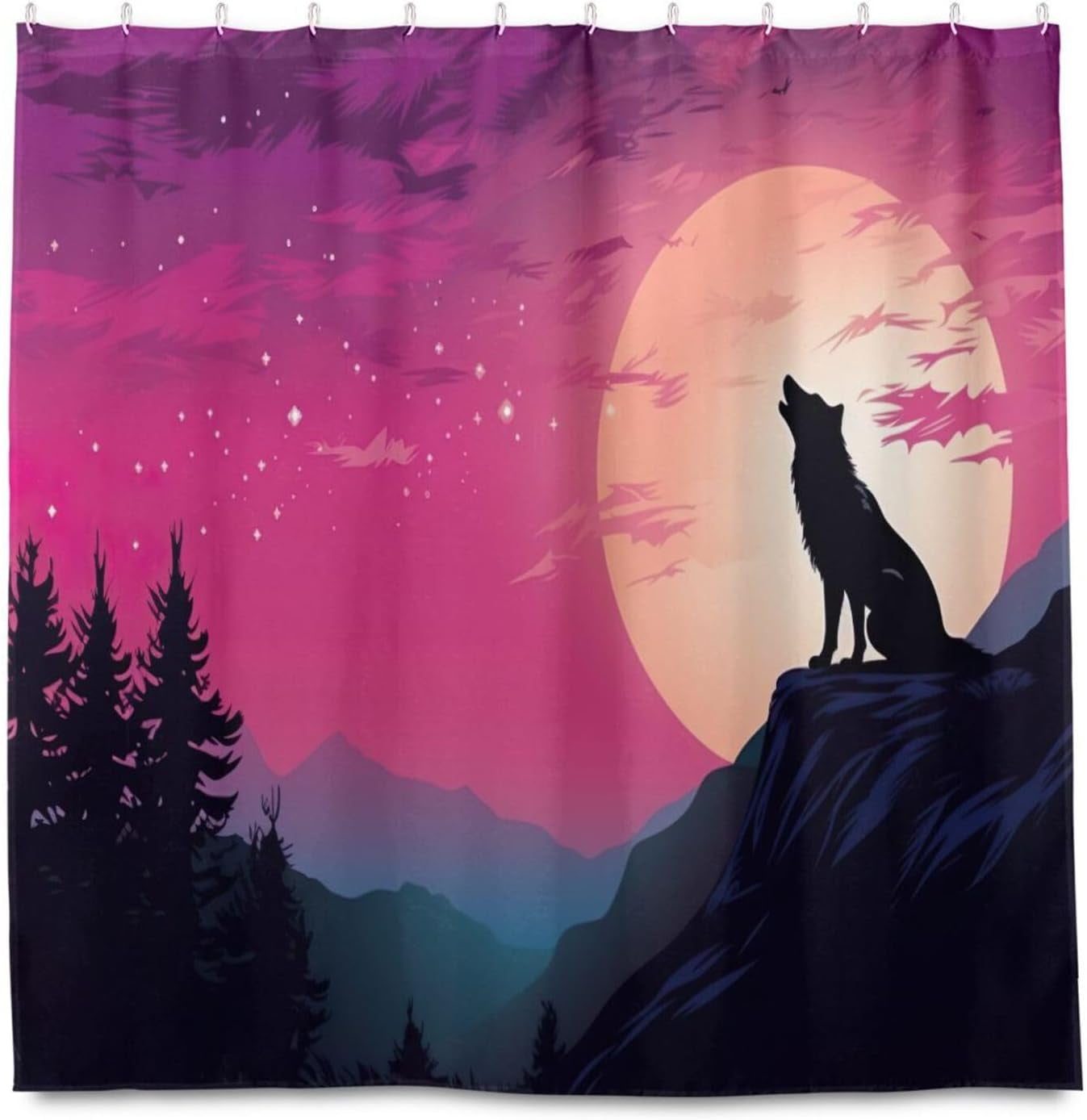 FREEAMG Wolf Shower Curtain - 72x72 Inch Waterproof Fabric Shower ...