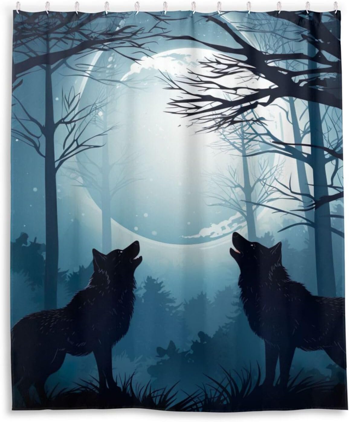 FREEAMG Wolf Shower Curtain with Hooks, Waterproof Washable Fabric ...