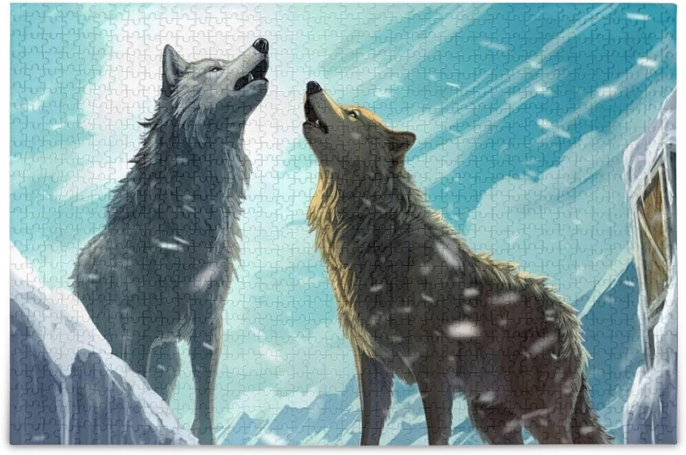 FREEAMG Wolves in The Snow Puzzle 1000 Pieces - Wooden Jigsaw Puzzles ...