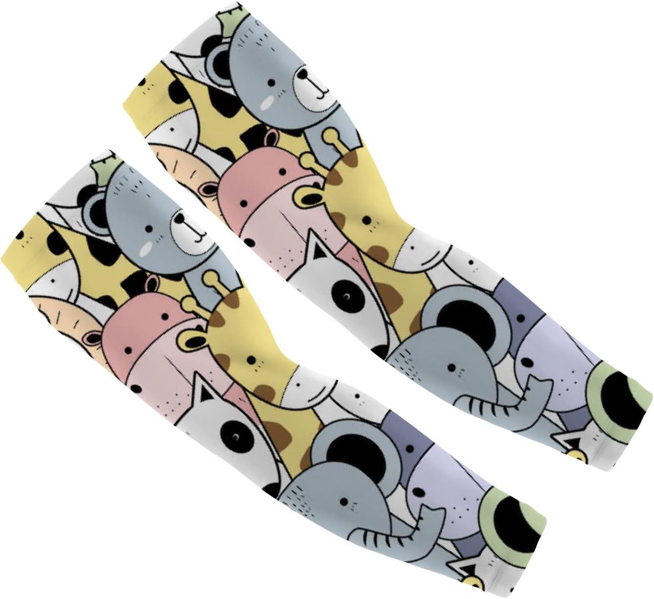 FREEAMG Women UV Sun Protection Arm Sleeves, Cooling Sleeves Cartoon ...