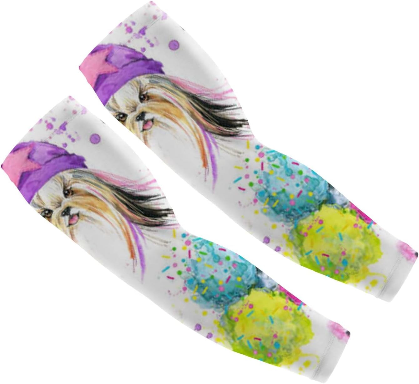 FREEAMG Women UV Sun Protection Arm Sleeves, Cooling Sleeves Watercolor ...