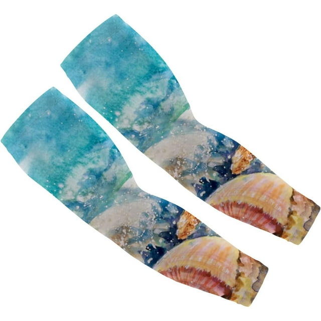 FREEAMG Women UV Sun Protection Arm Sleeves, Cooling Sleeves Watercolor ...