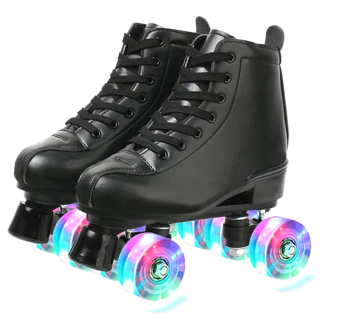 FREEAMG Women's High-Top PU Leather Roller Skates - Four-Wheel Skates ...