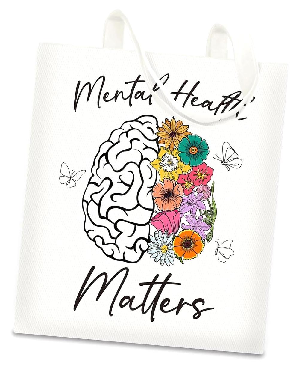 FREEAMG Women's Mental Health Awareness Canvas Tote, Ideal for ...