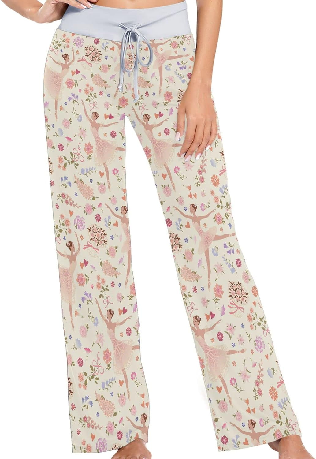 FREEAMG Womens Dancing Ballerinas Floral Flowers Soft Wide Leg Lounge ...