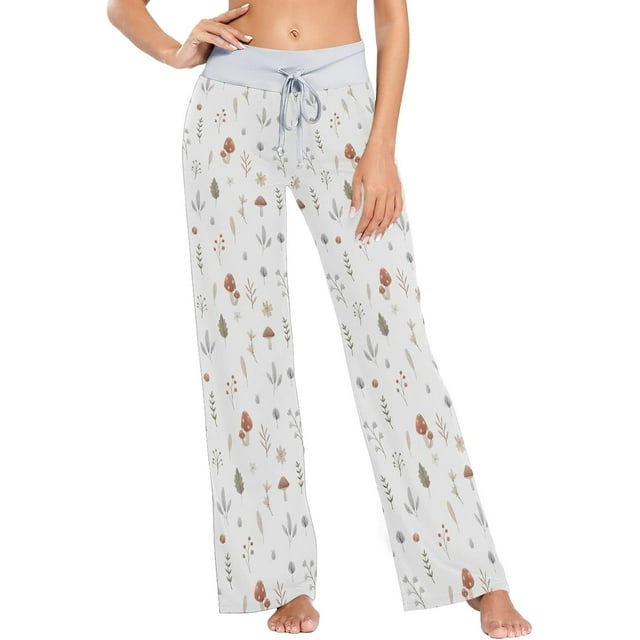 FREEAMG Womens Foal Comfy Drawstring Lounge Pajama Pants High-Waist Wide Leg Sleepwear Bottom ...