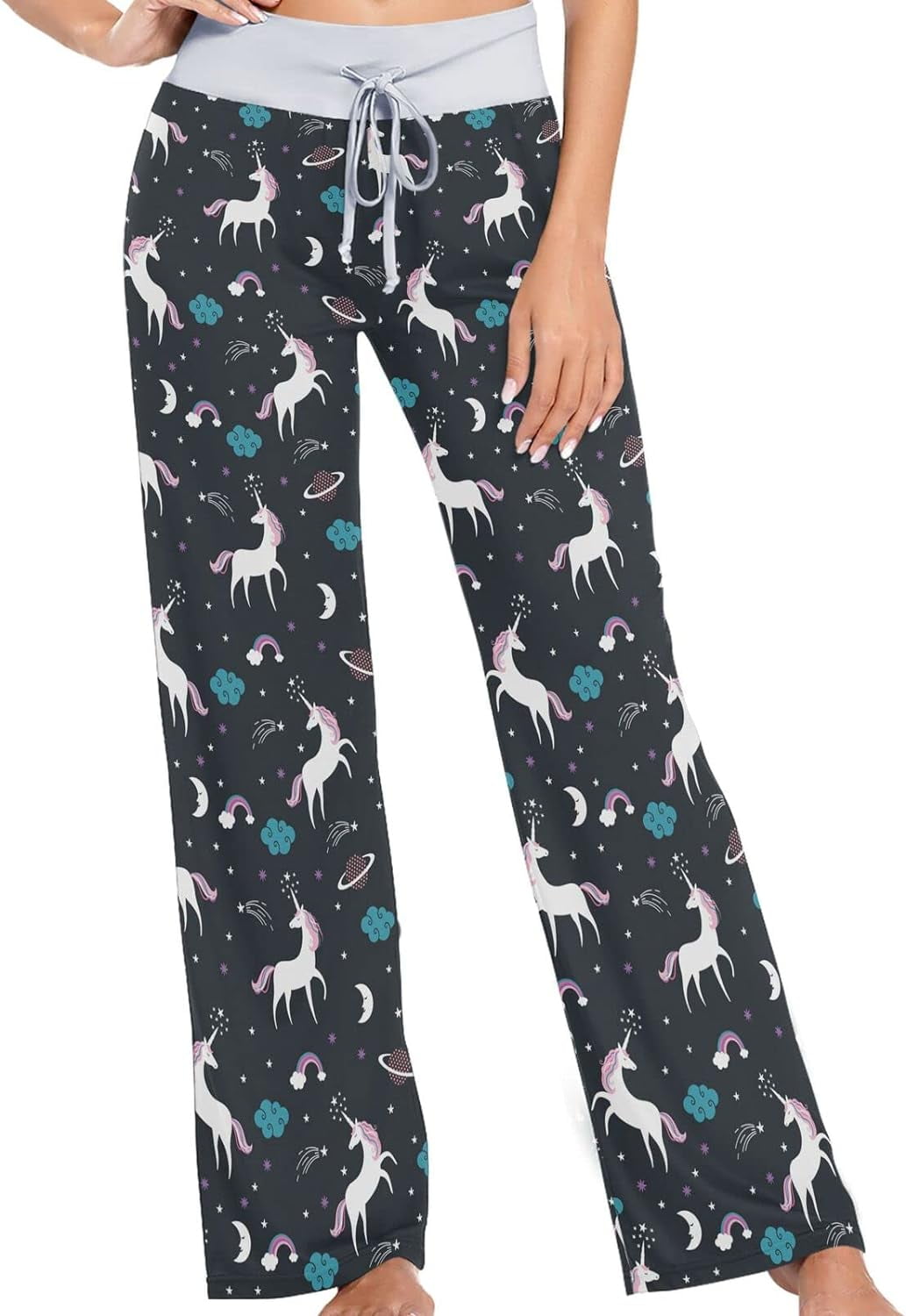 FREEAMG Womens Gilrs Stylish Pattren Comfy Drawstring Lounge Pajama ...