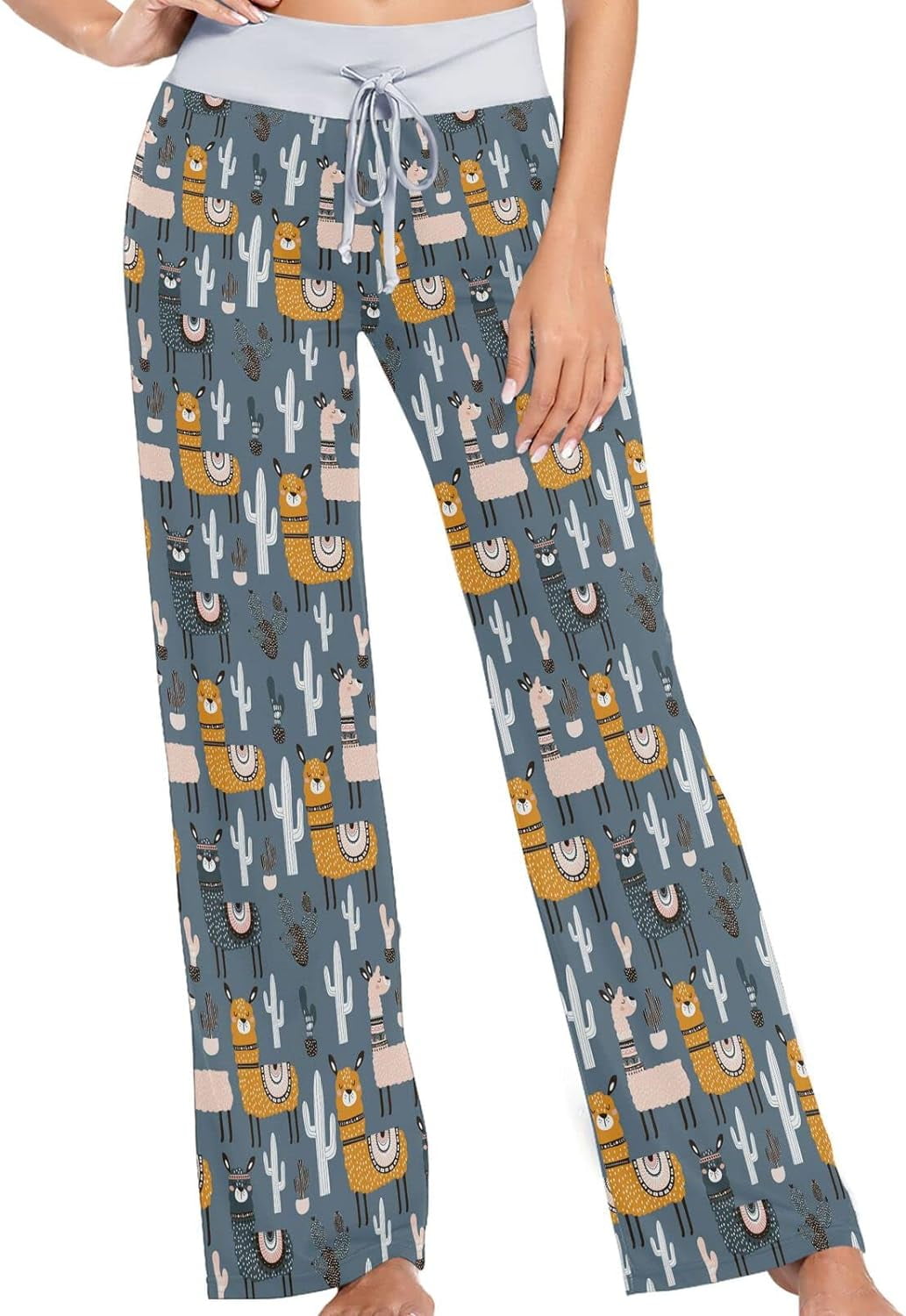 FREEAMG Womens Gilrs Stylish Pattren Comfy Drawstring Lounge Pajama ...