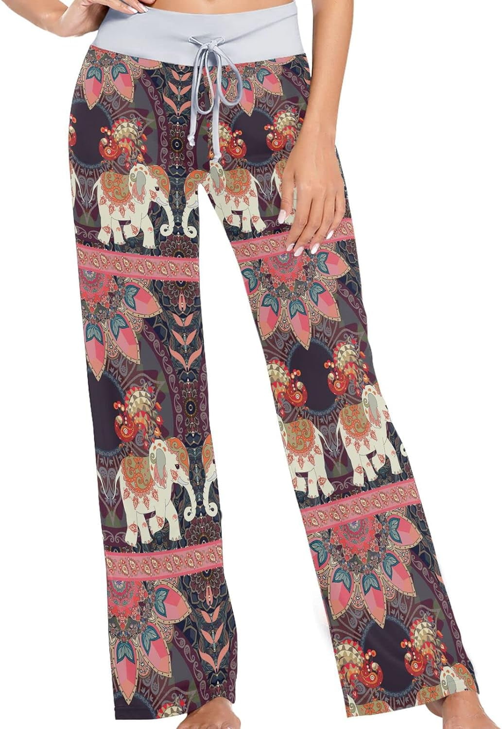 FREEAMG Womens Gilrs Stylish Pattren Comfy Drawstring Lounge Pajama ...