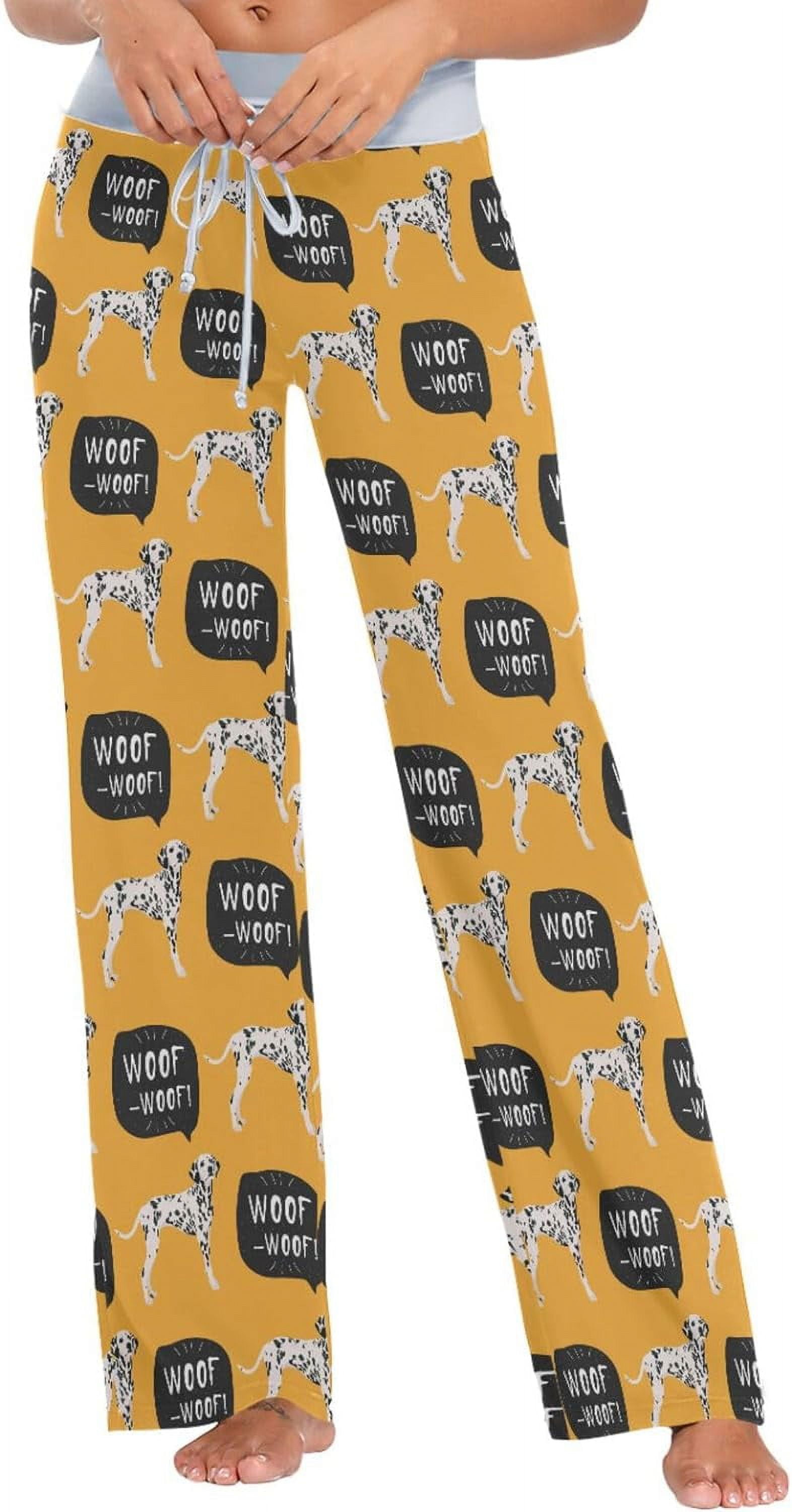 FREEAMG Womens Pajama Pants Cartoon Dalmatian Dogs Woof Soft Drawstring ...