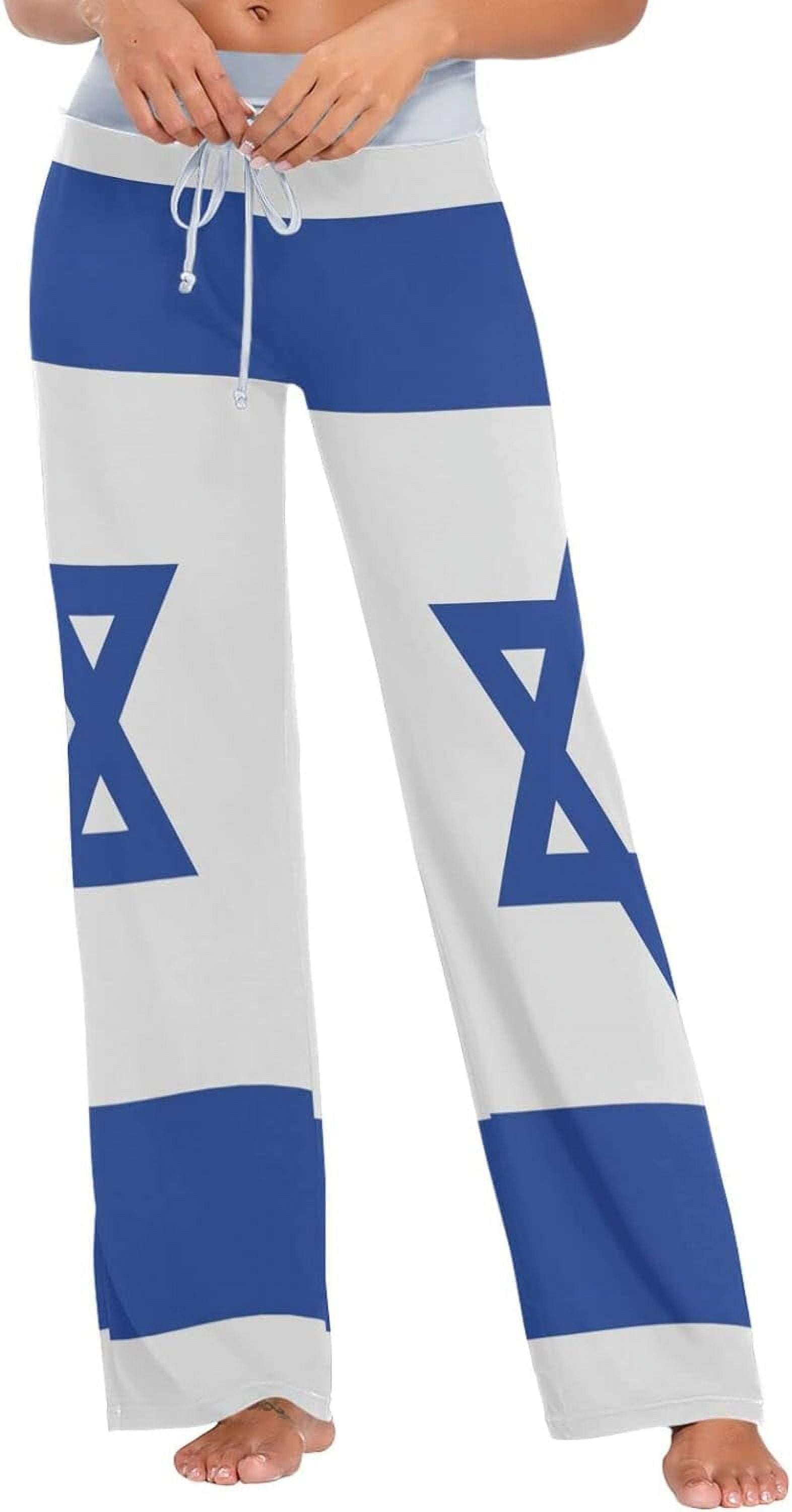FREEAMG Womens Pajama Pants Flag Of Israel Large Drawstring Yoga Wide ...