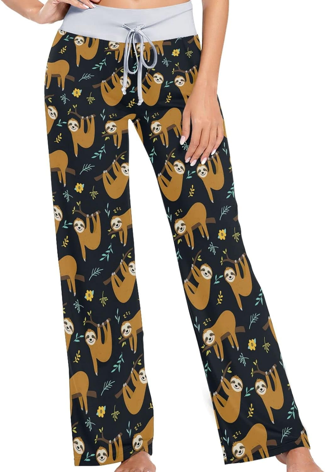 FREEAMG Womens Trendy Patterned Comfy Drawstring Lounge Pajama Pants ...