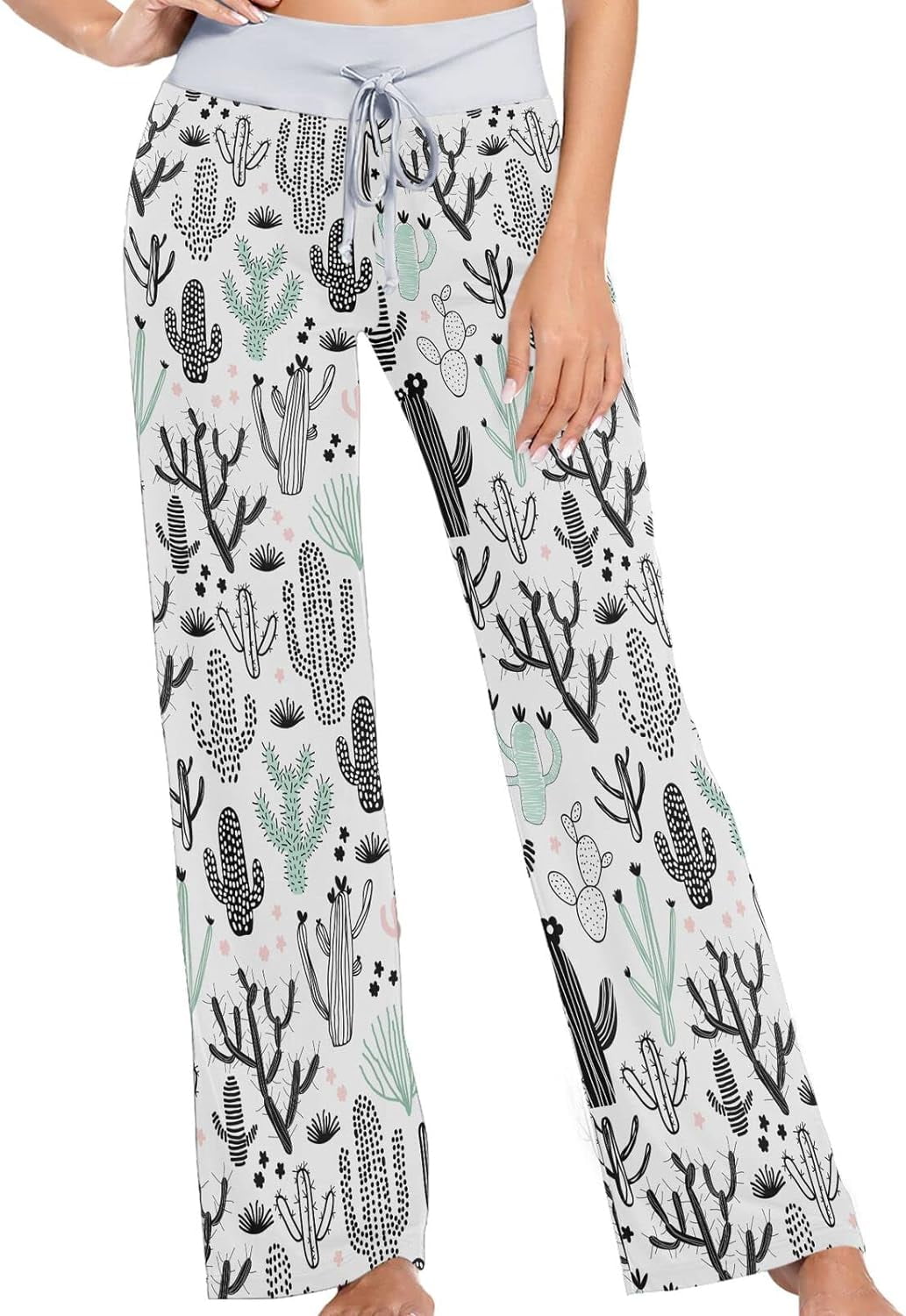 FREEAMG Womens Trendy Patterned Comfy Drawstring Lounge Pajama Pants ...