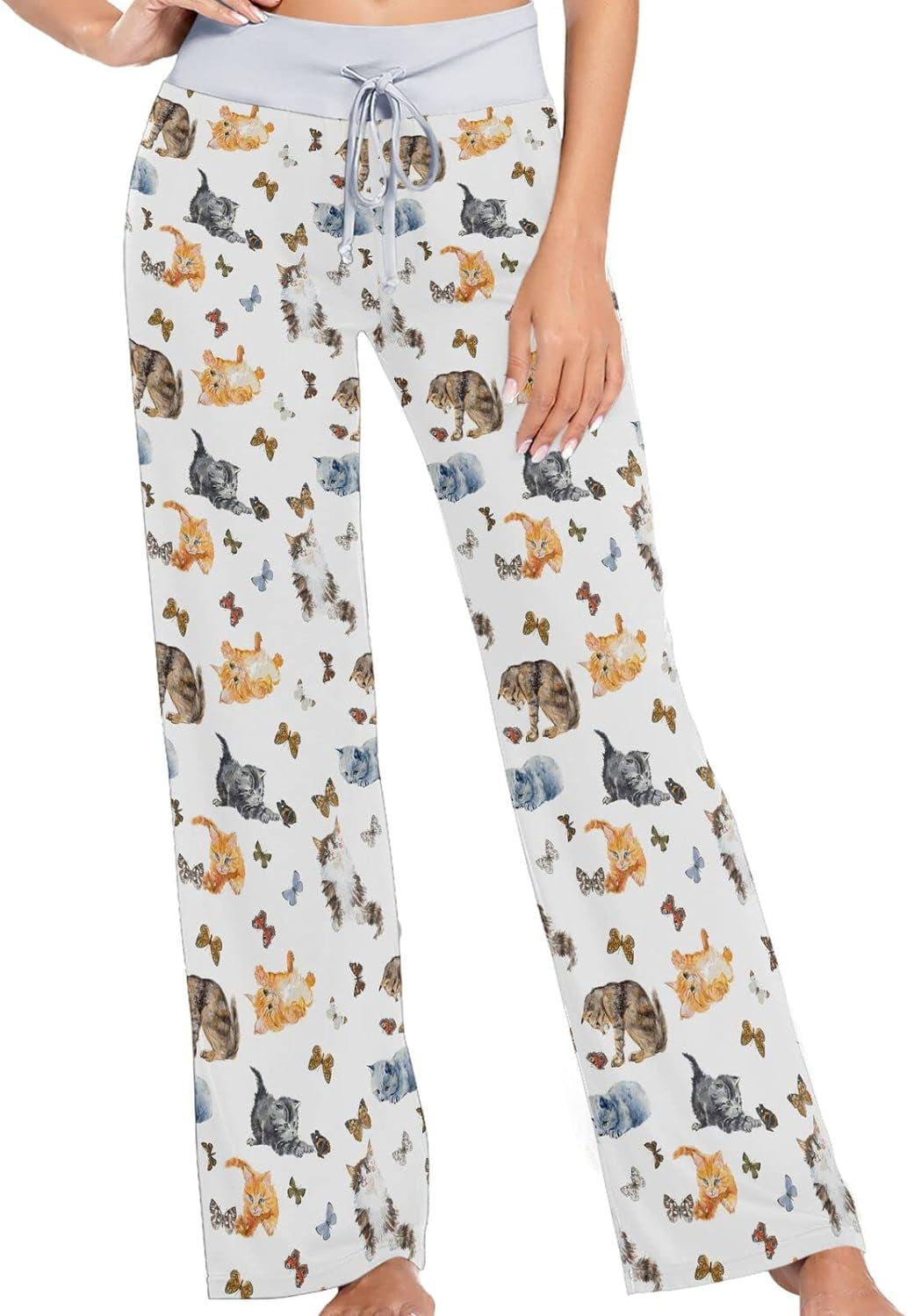 FREEAMG Womens Trendy Patterned Comfy Drawstring Lounge Pajama Pants ...