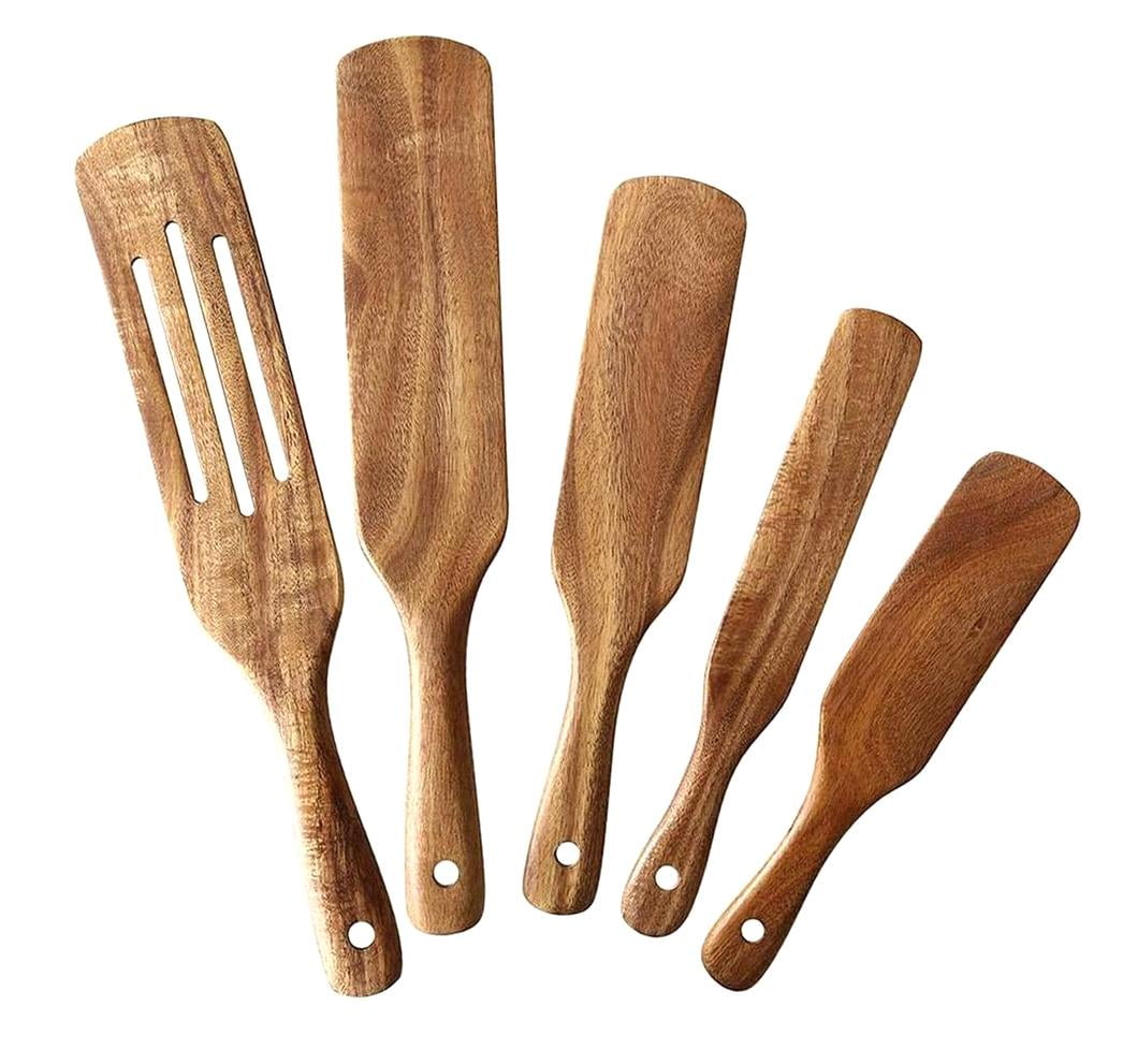 FREEAMG Wooden Cooking Utensils Set, Teak Wood Kitchen Tools, Multi ...