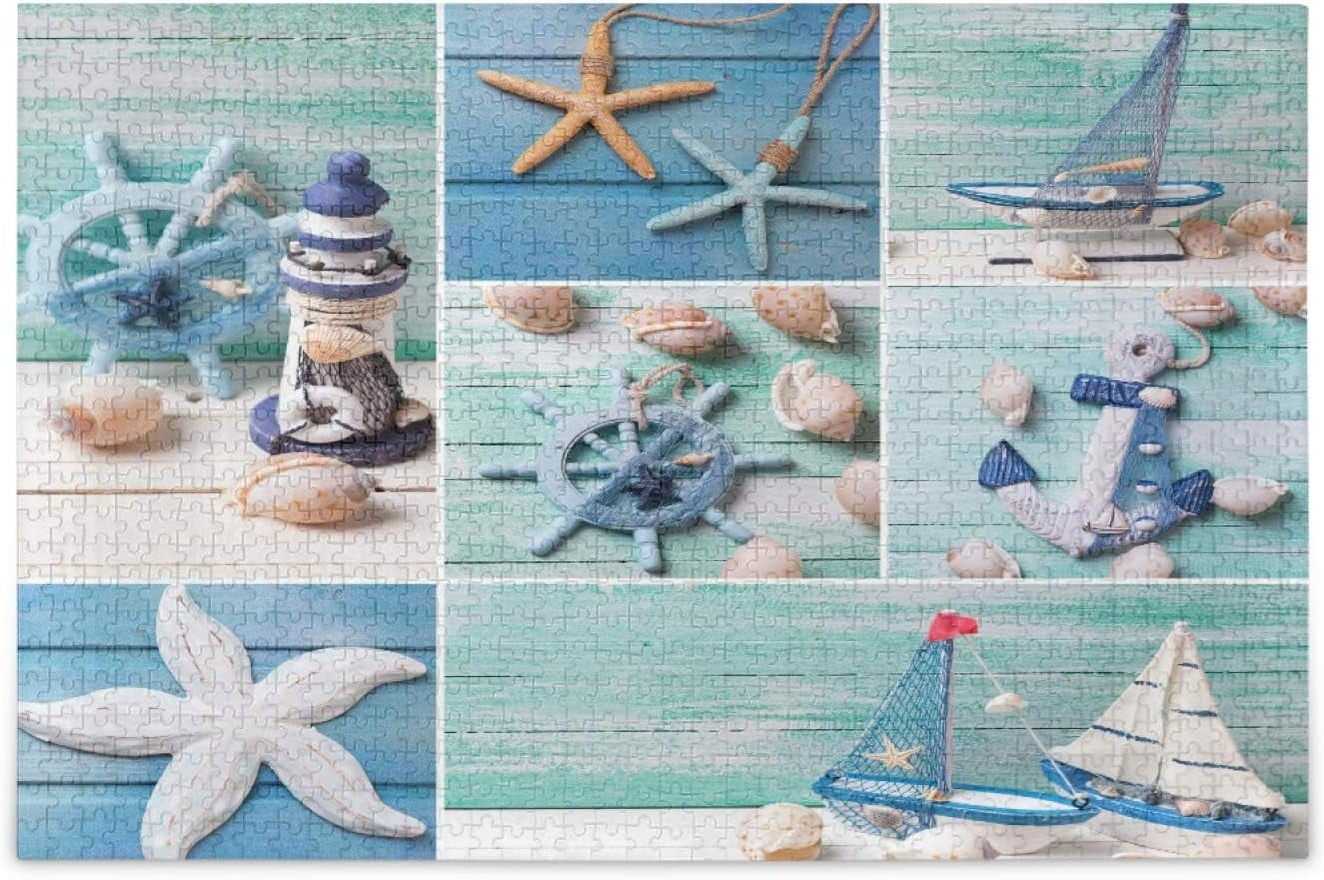 FREEAMG Wooden Marine Starfish Lighthouse Puzzle for Adults 1000 Piece ...