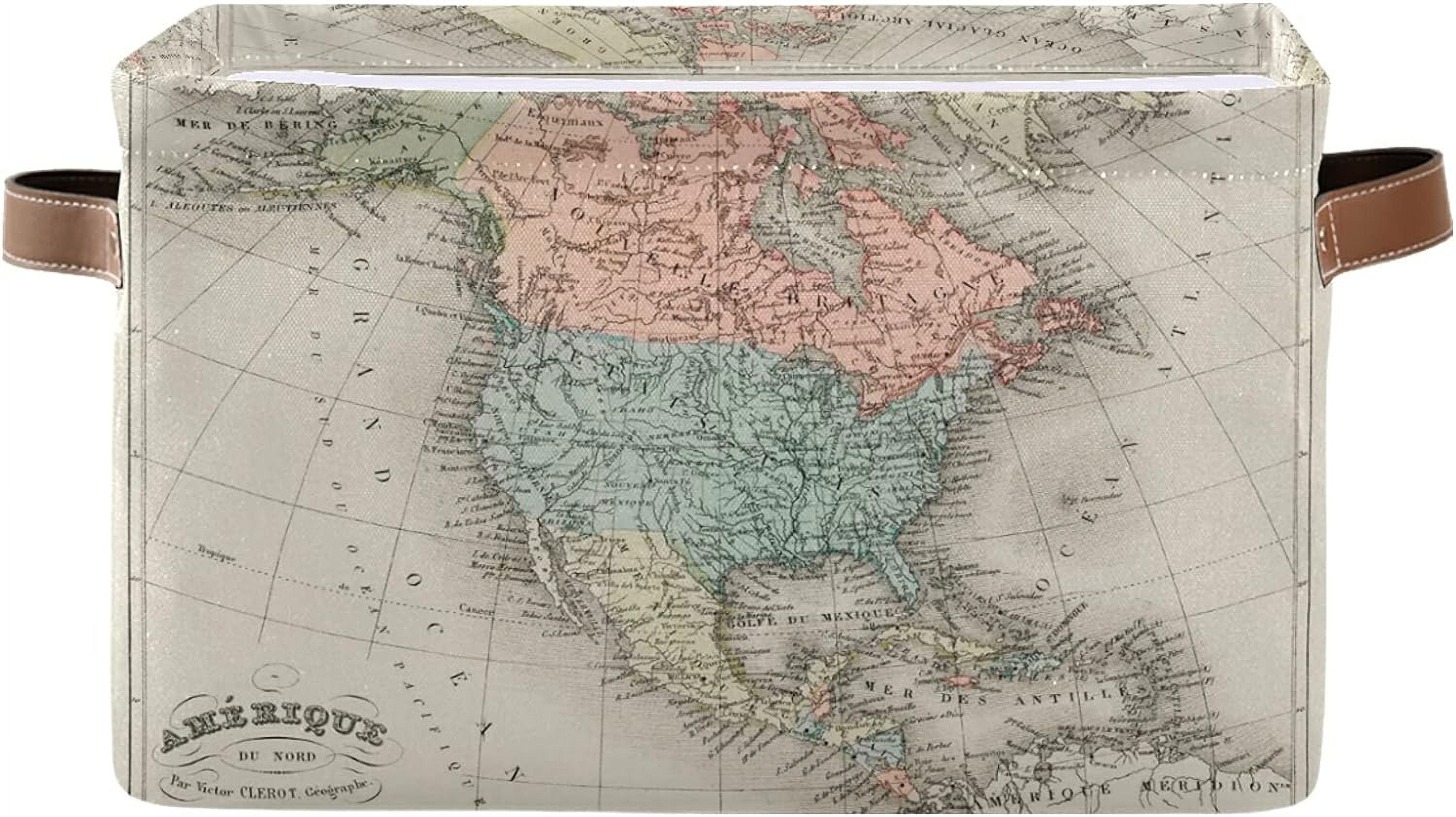 FREEAMG World Map America Storage Bin for Toy Storage Basket Dirty ...