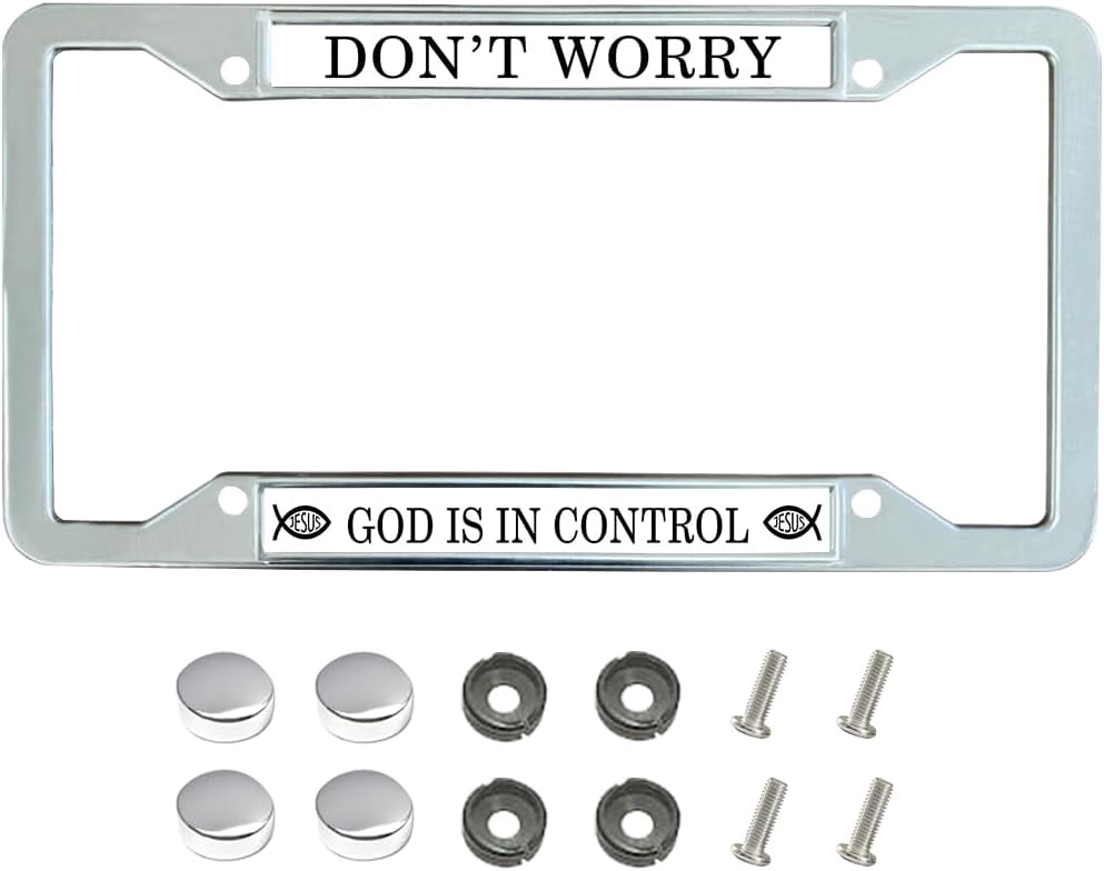 FREEAMG Don't Worry God is in Control License Plate Frame,Christ Bible ...