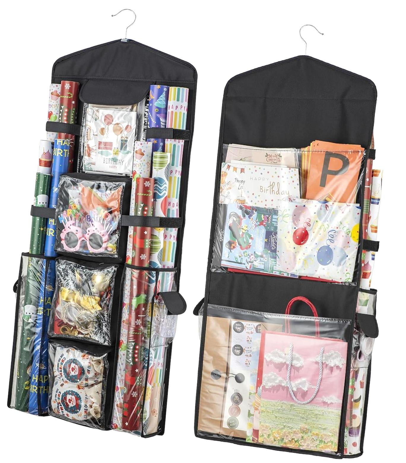FREEAMG Wrapping Paper Storage Solution - Hanging Wrap Organizer, Dual ...