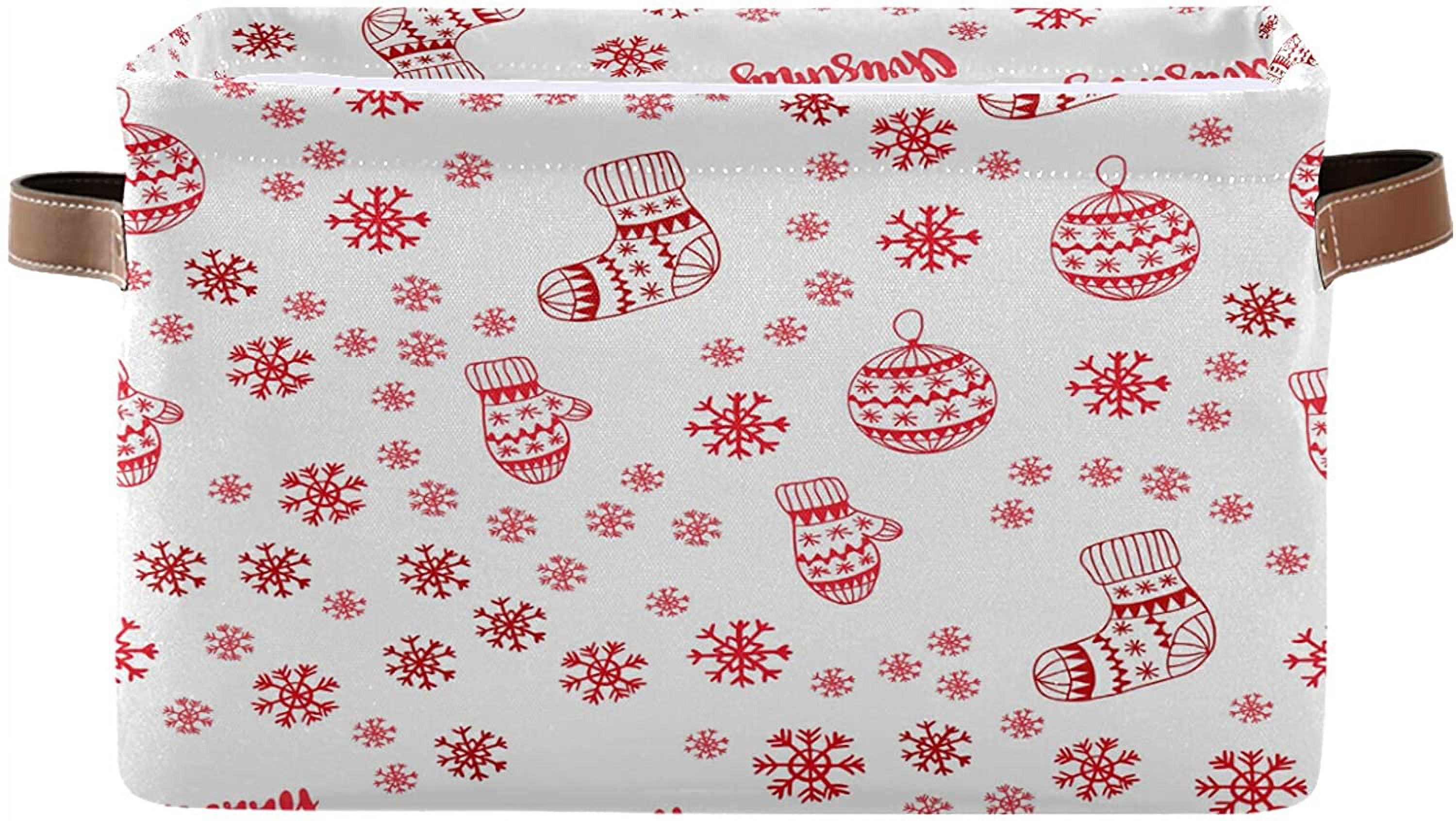 FREEAMG Xmas Snowflakes Balls Socks Mittens Storage Bin for Toy Storage ...
