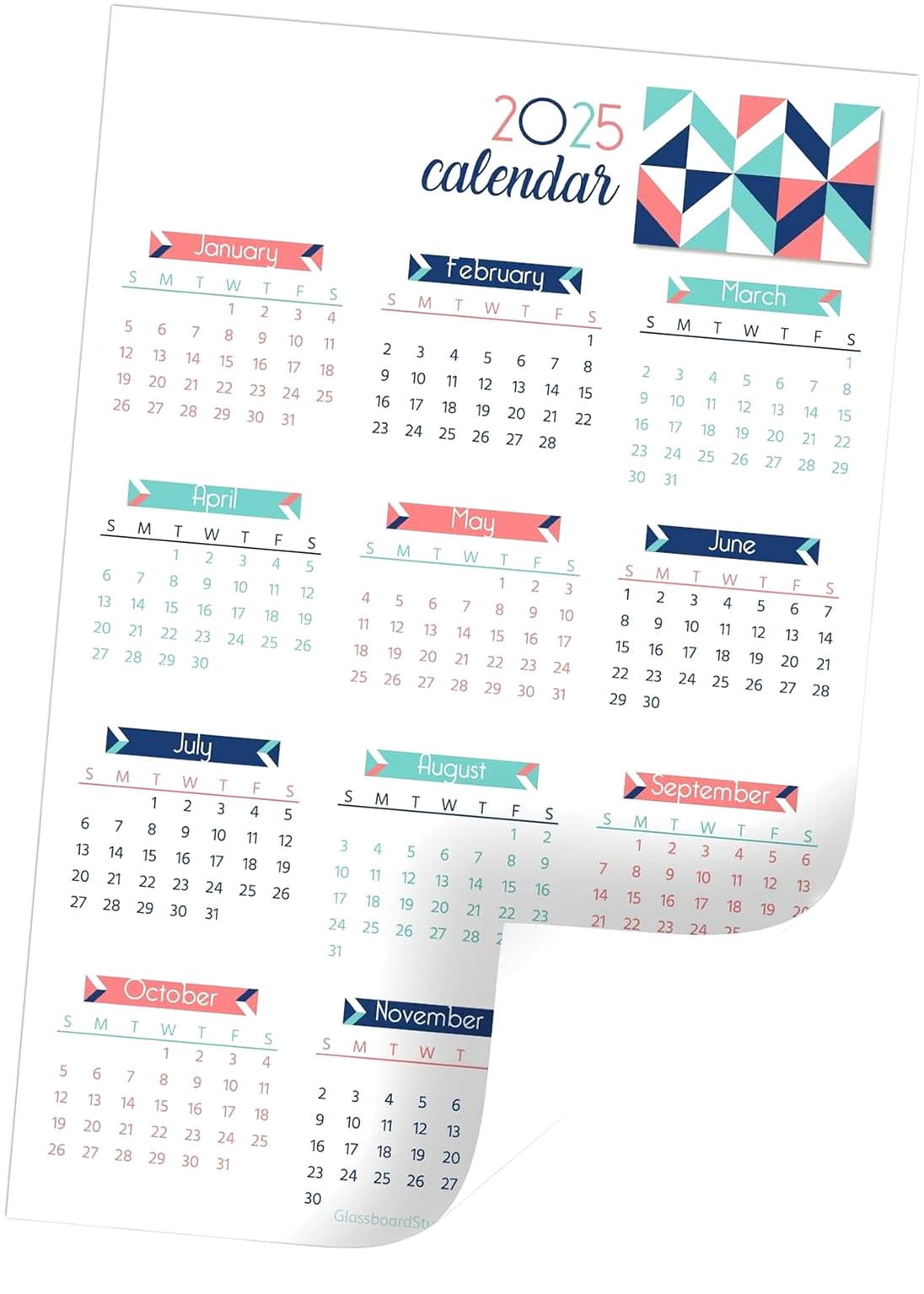 FREEAMG Yearly Calendar Sticker Decal | Detachable and (Geometric ...