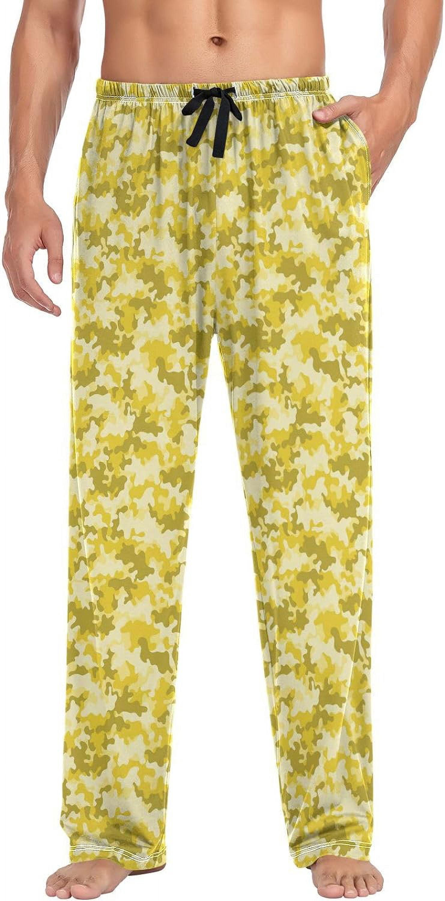 FREEAMG Yellow Camouflage Pajama Pants for Men, Men's Separate Bottoms ...