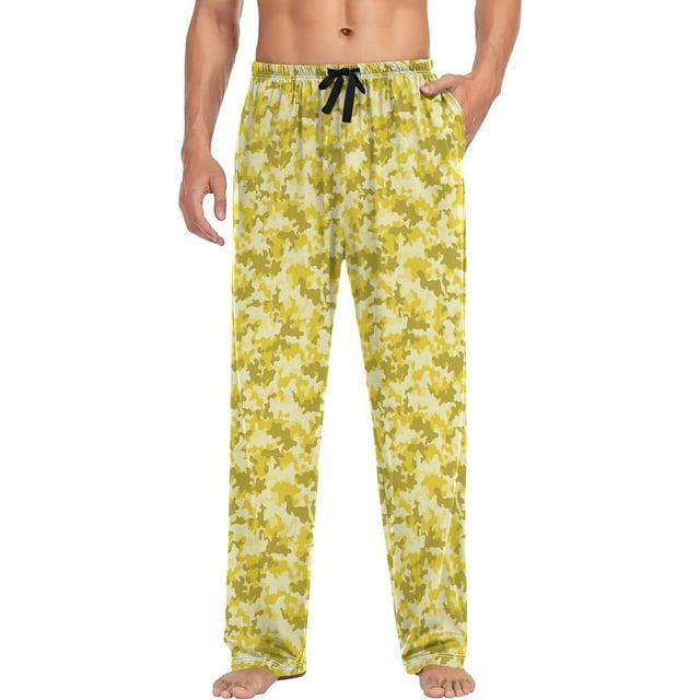 FREEAMG Yellow Camouflage Pajama Pants for Men, Men's Separate Bottoms ...