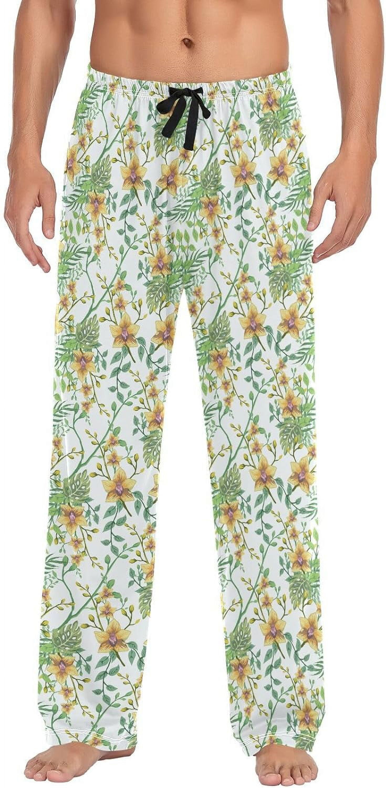FREEAMG Yellow Flowers Pajama Pants for Men, Men's Separate Bottoms ...