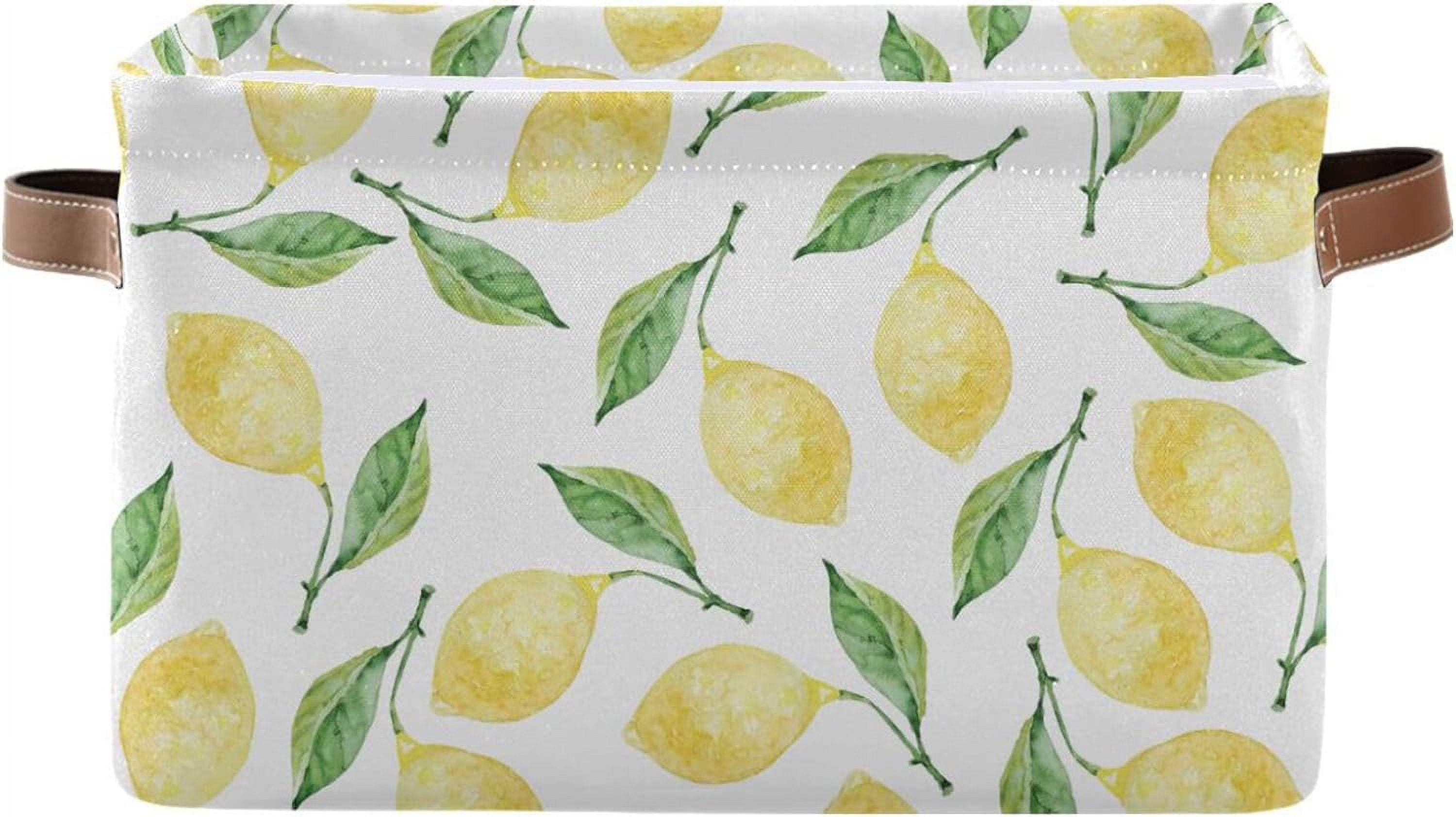 FREEAMG Yellow Lemon Storage Basket, Durable Canvas Organizer With ...