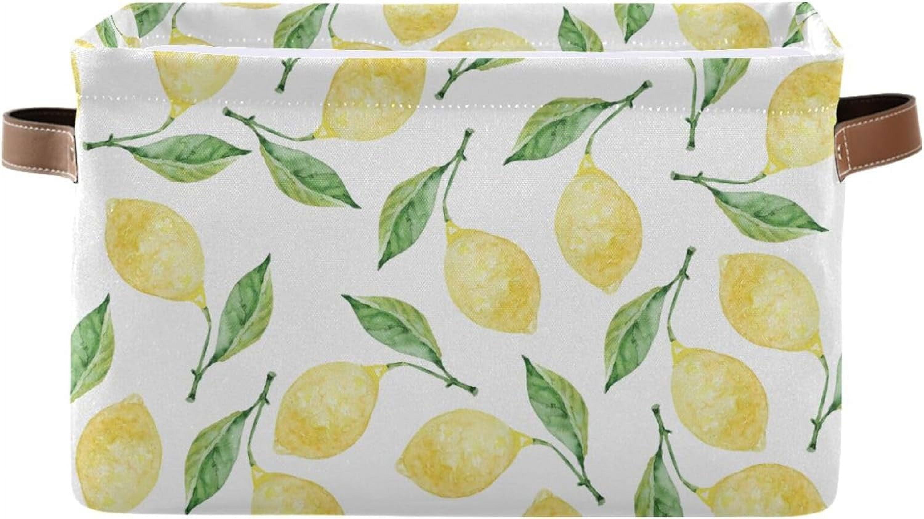 FREEAMG Yellow Lemon Storage Basket, Durable Canvas Organizer With ...