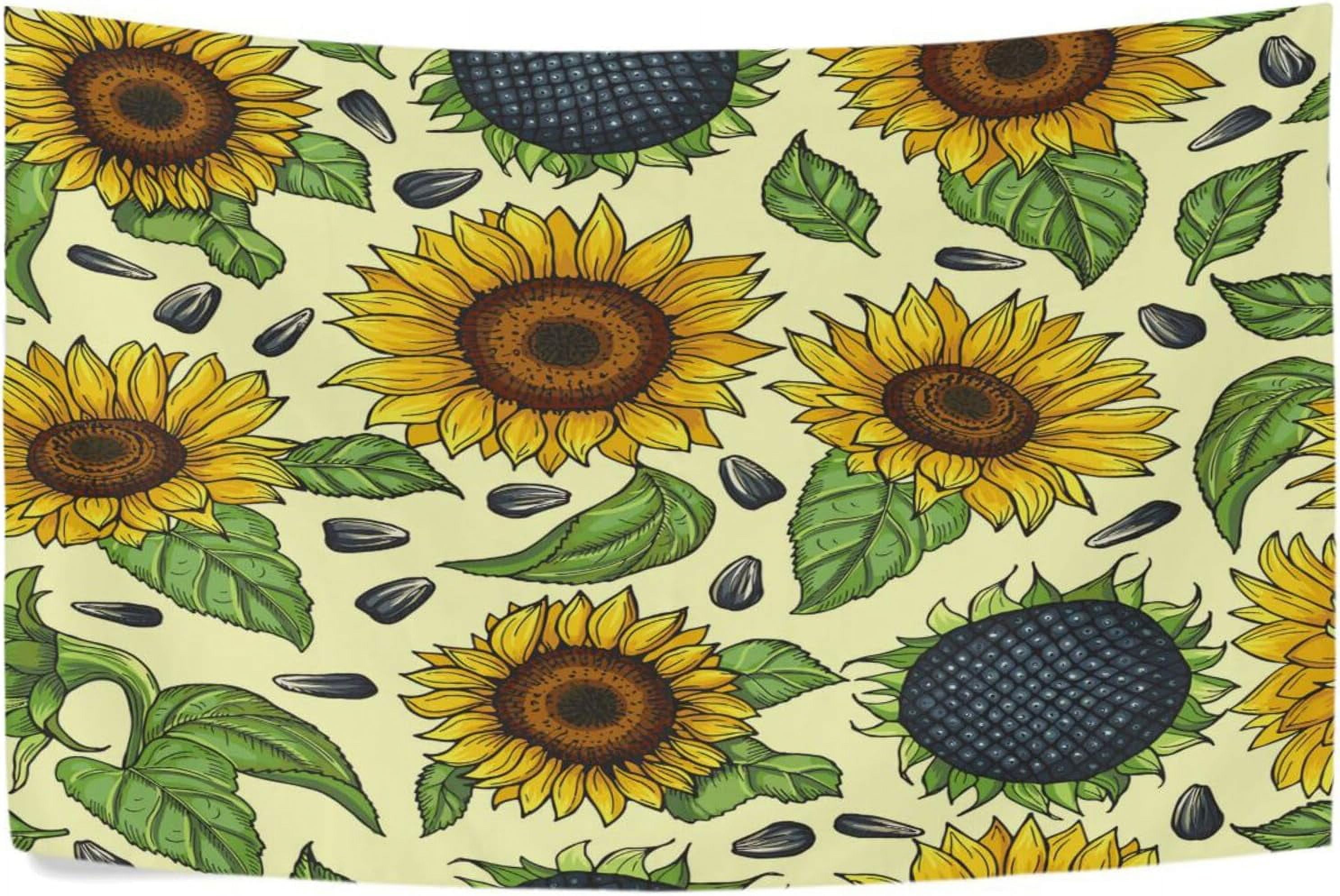 FREEAMG Yellow Sunflowers Tapestry Aesthetic Tapestry for Bedroom ...