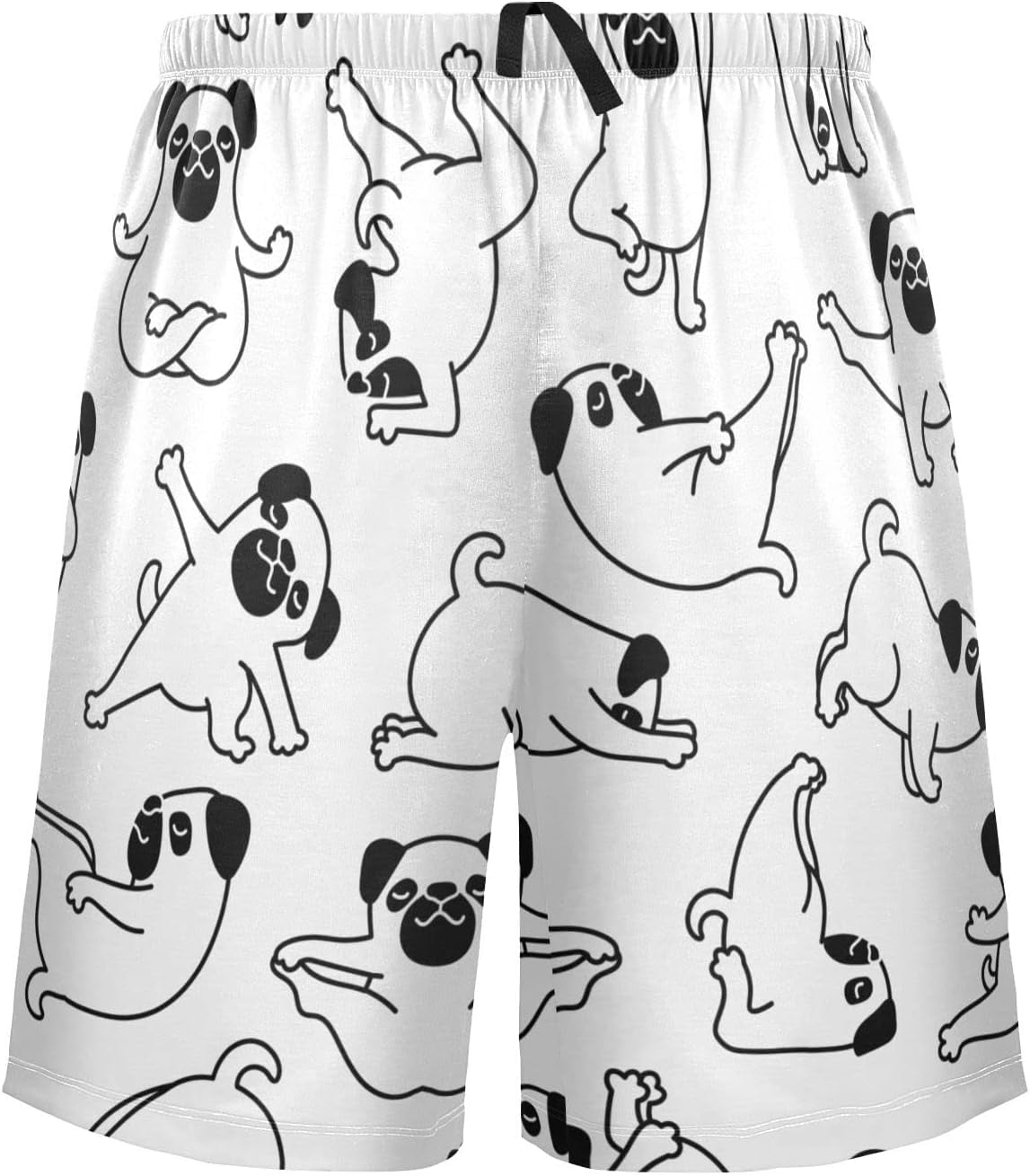 FREEAMG Yoga Pug Dog Pattern Men's Pajama Pants Shorts Sleepwear Lounge ...
