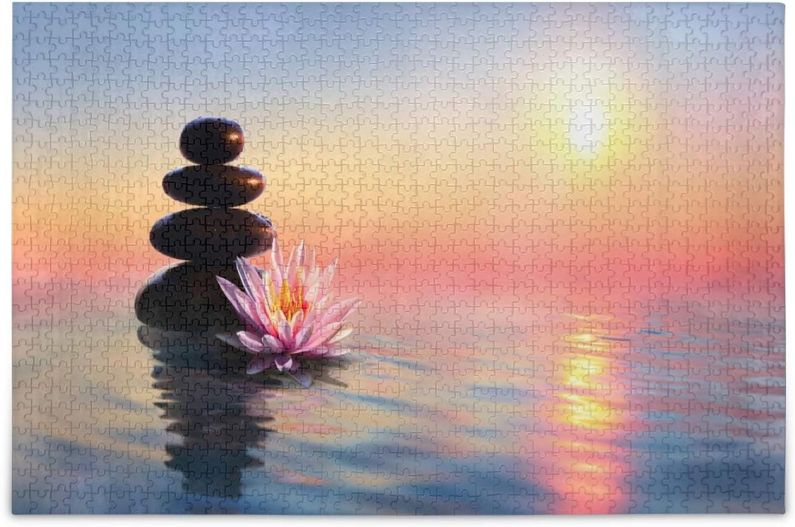 FREEAMG Zen Spa Stones Lake Sunset Puzzle for Adults 1000 Piece Puzzles ...