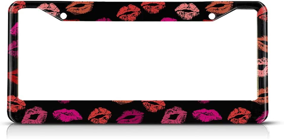 FREEAMG y Red Pink Lip Kiss License Plate Frame Girly Design License ...