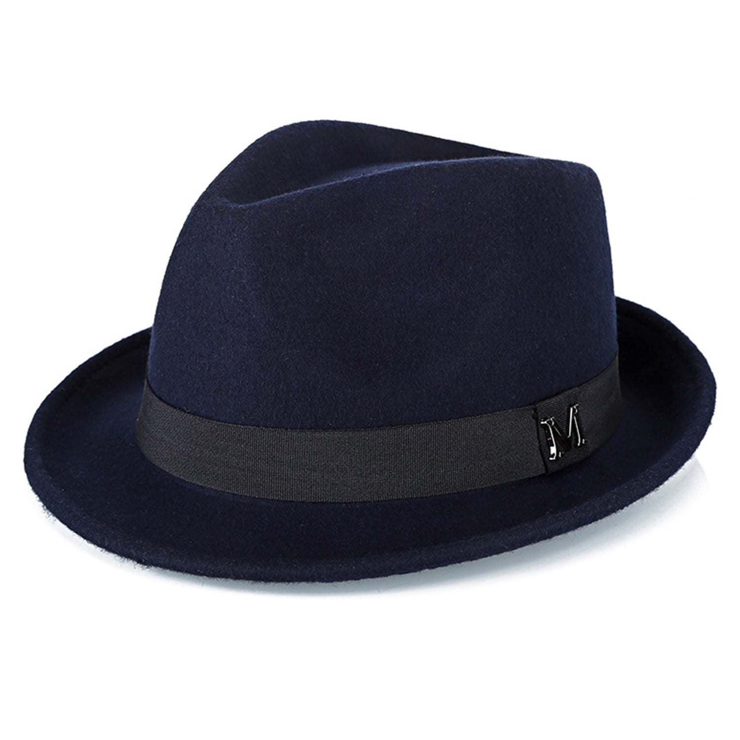 FREEBIRD99 100% Wool Felt Panama Fedora Hat Short Brim Trilby Flat Hat ...