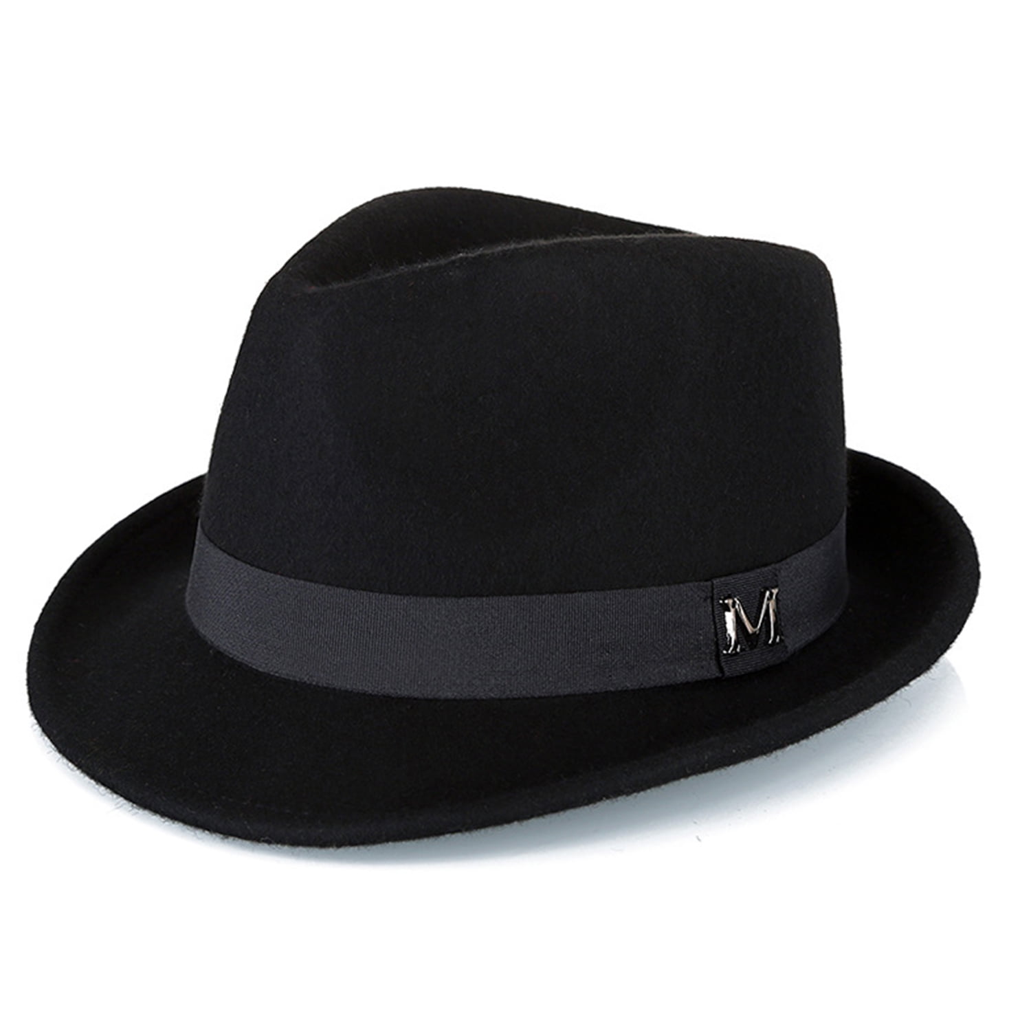 FREEBIRD99 100% Wool Felt Panama Fedora Hat Short Brim Trilby Flat Hat ...