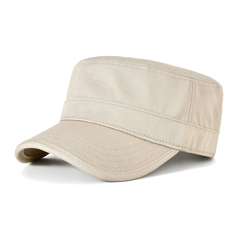 FREEBIRD99 Cotton Twill Flat Top Peaked Hat Army Military Cadet Cap ...