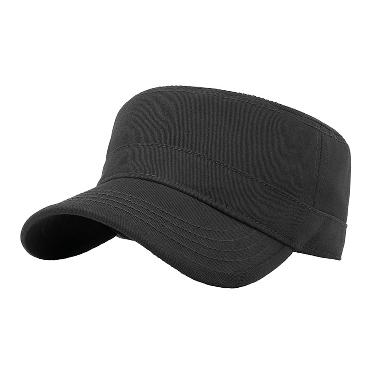 FREEBIRD99 Cotton Twill Flat Top Military Cadet Cap Black for Men and ...
