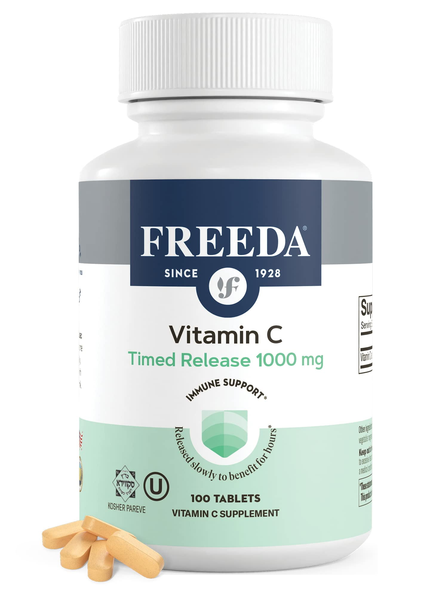 FREEDA Vitamin C - Timed Release Vitamin C 1000mg - Kosher Vegan ...