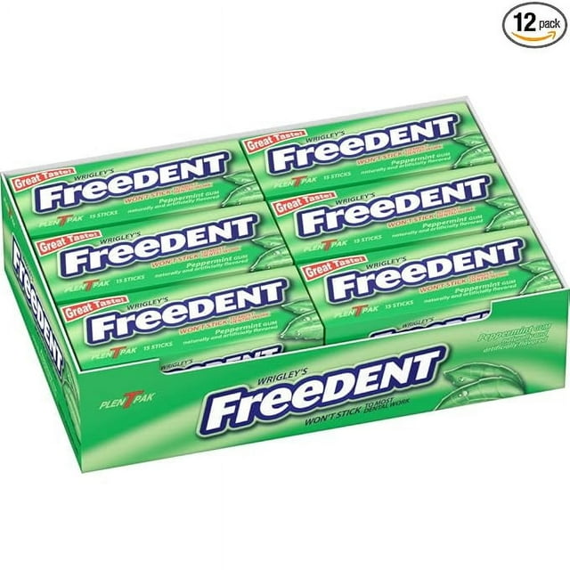 FREEDENT Peppermint Chewing Gum, 15 Stick (Pack of 12) - Walmart.com