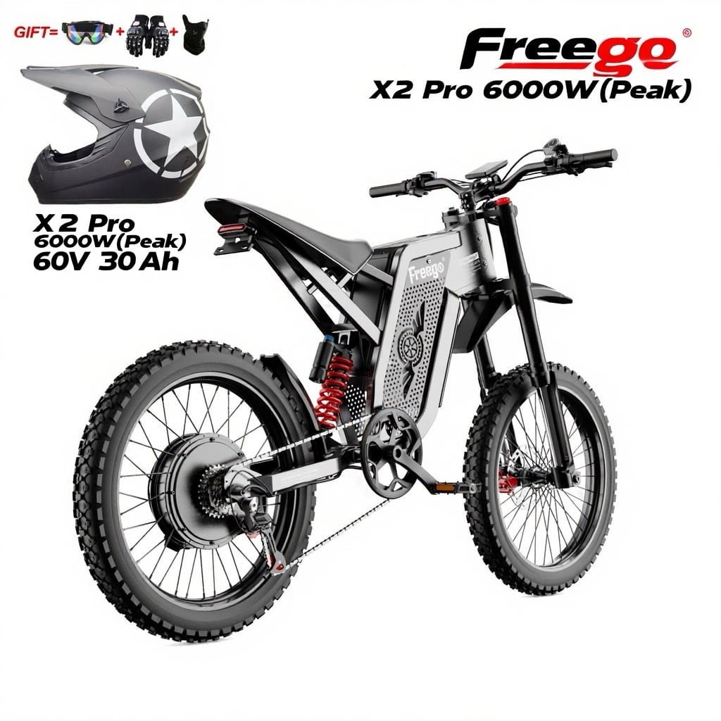 FREEGO X2 Pro Electric Dirt Bike 6000W(Peak) Motor 60V/30Ah Battery ...