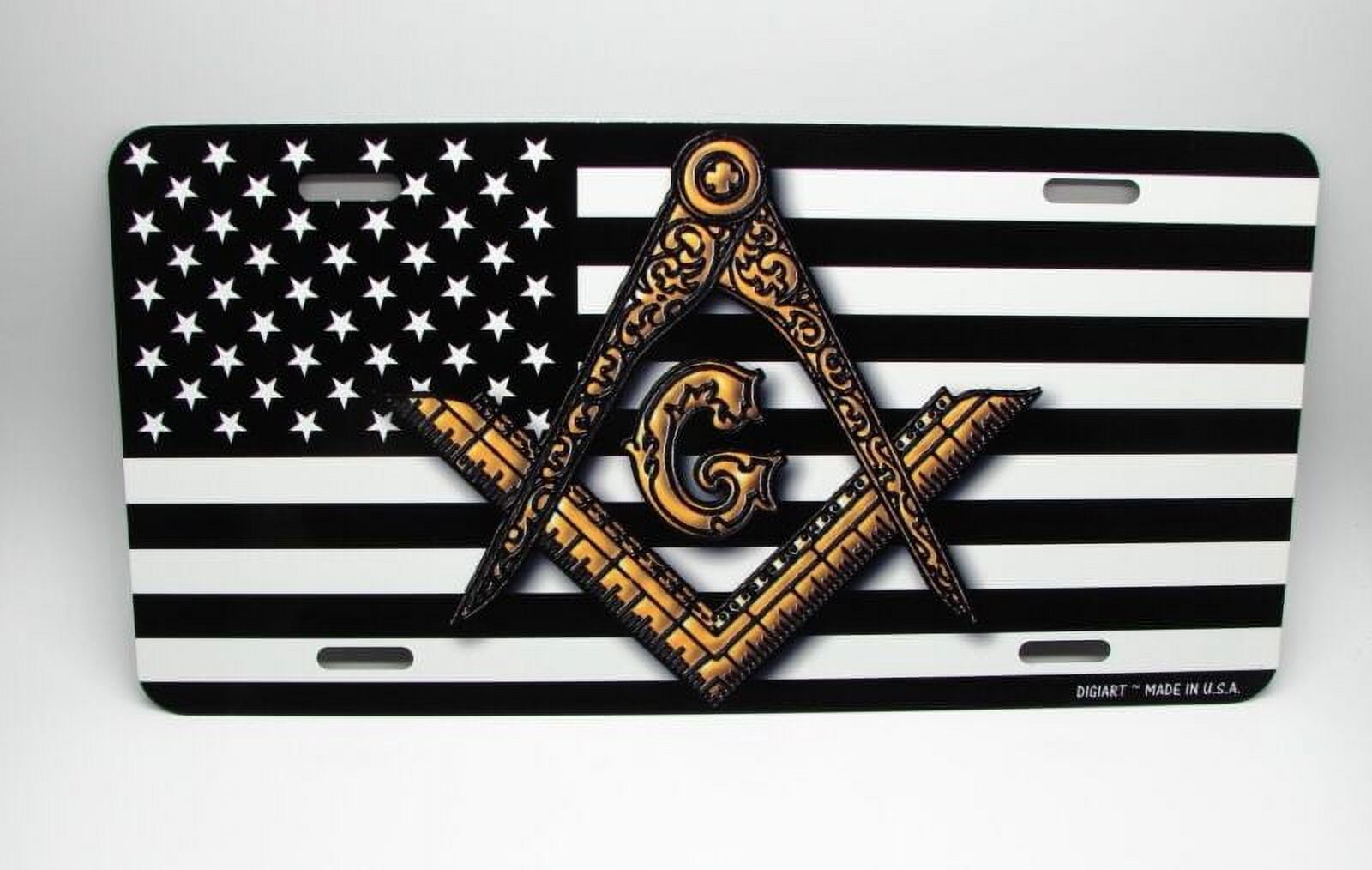 FREEMASON MASONIC MASON LOGO AMERICAN TACTICAL FLAG METAL CAR LICENSE ...