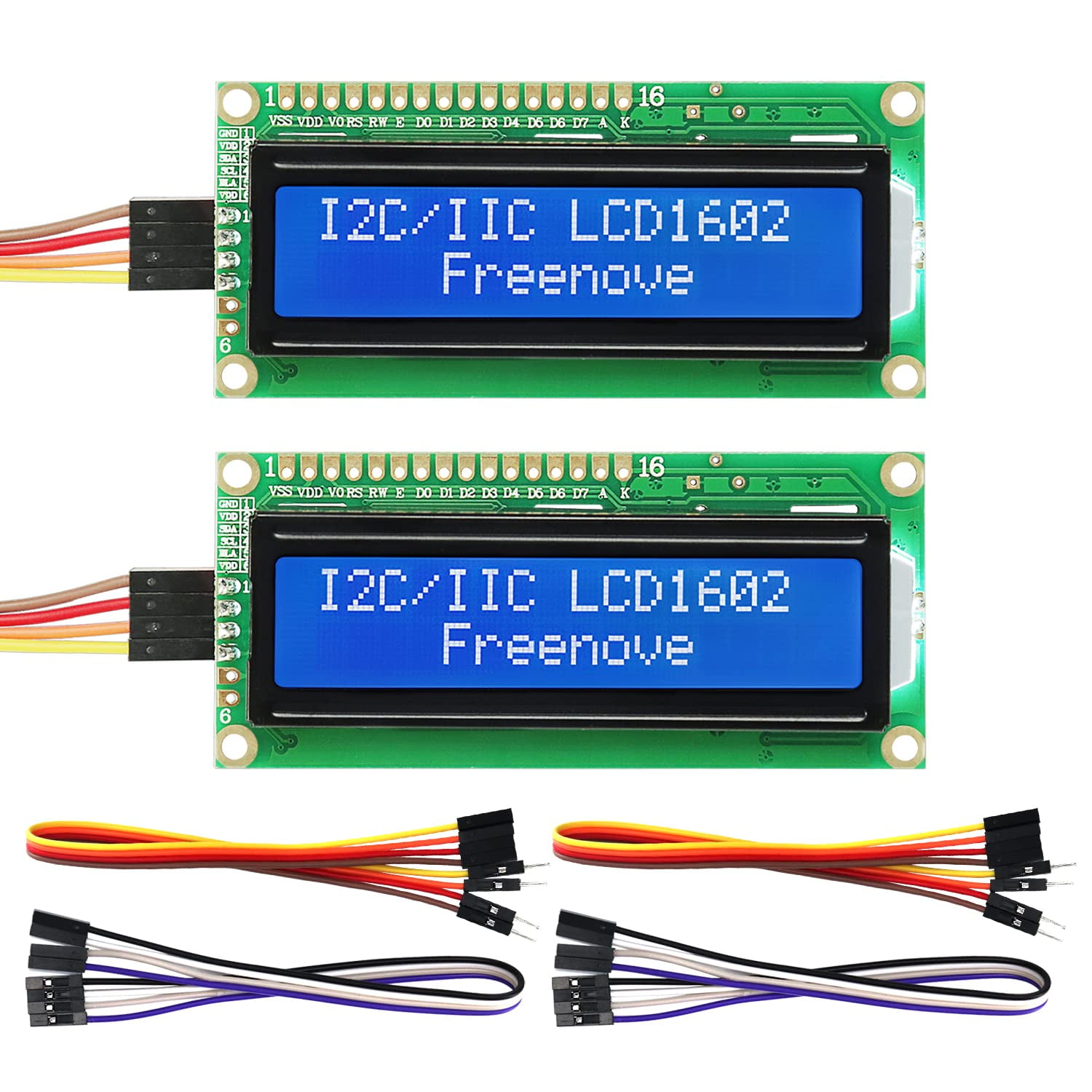 FREENOVE I2C IIC LCD RRF12 1602 Module (2 Pack), New Type TWI Serial 16x2 Display, Compatible ...