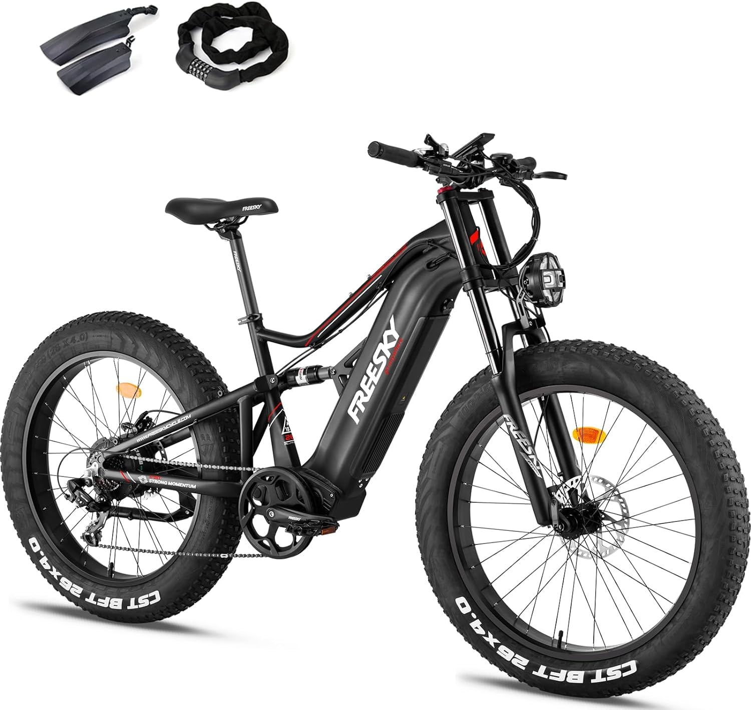 FREESKY Electric Bike with BAFANG Motor, 48V 25Ah Samsung Cells Battery ...