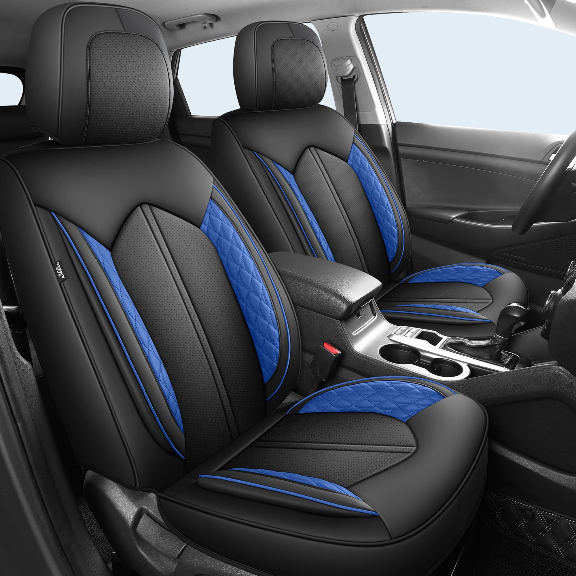 FREESOO Car Seat Covers Only Front 2pc, Breathable Faux Leather Seat ...