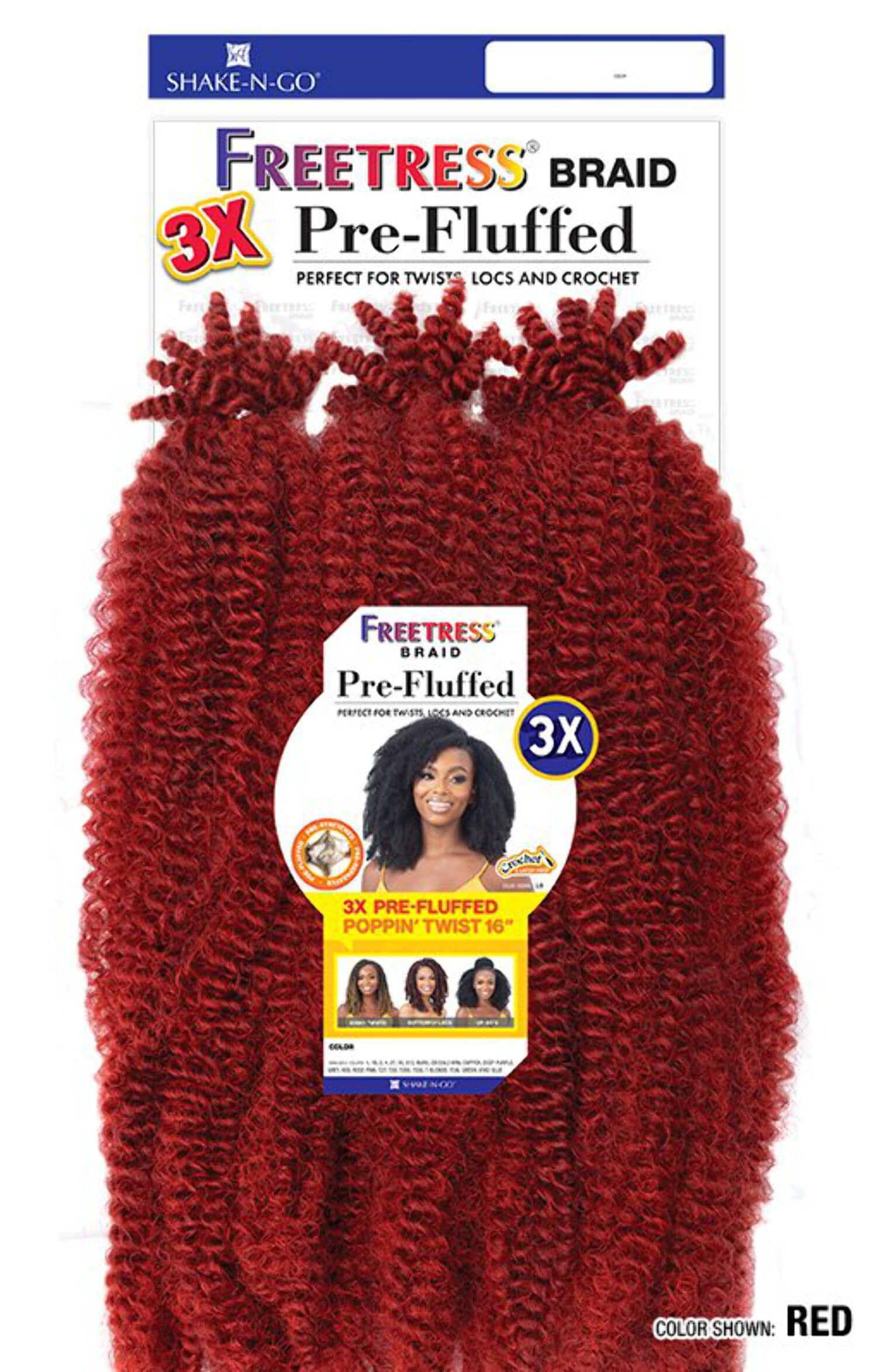 Freetress 3X Pre-Fluffed Poppin' Twist 16", Pre-Stretched Braiding Hair ...