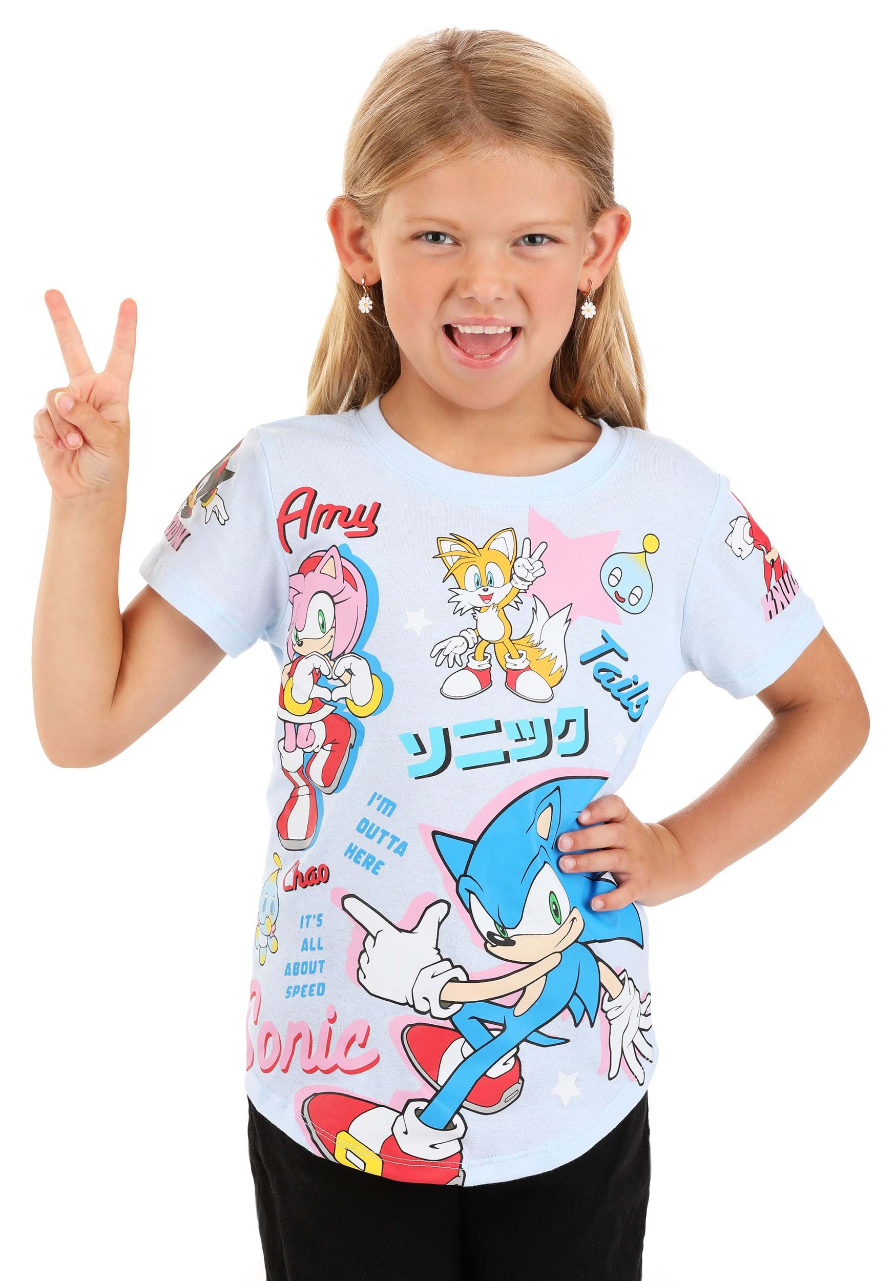 FREEZE Girls Sonic The Hedgehog Short Sleeve T-Shirt- Sonic Girls Tee ...