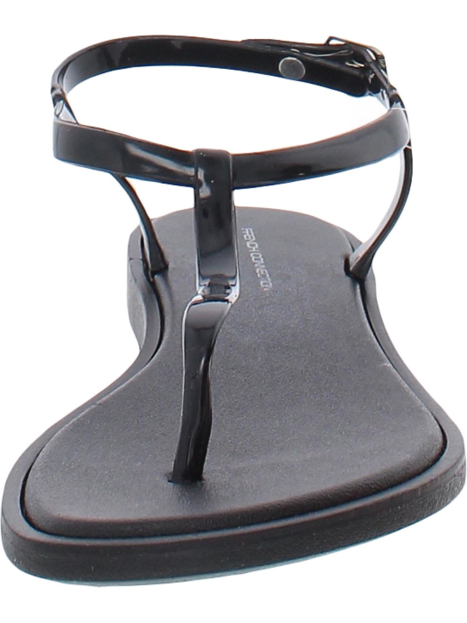 FRENCH CONNECTION Womens Black T-Strap Comfort Dallas Round Toe Buckle ...