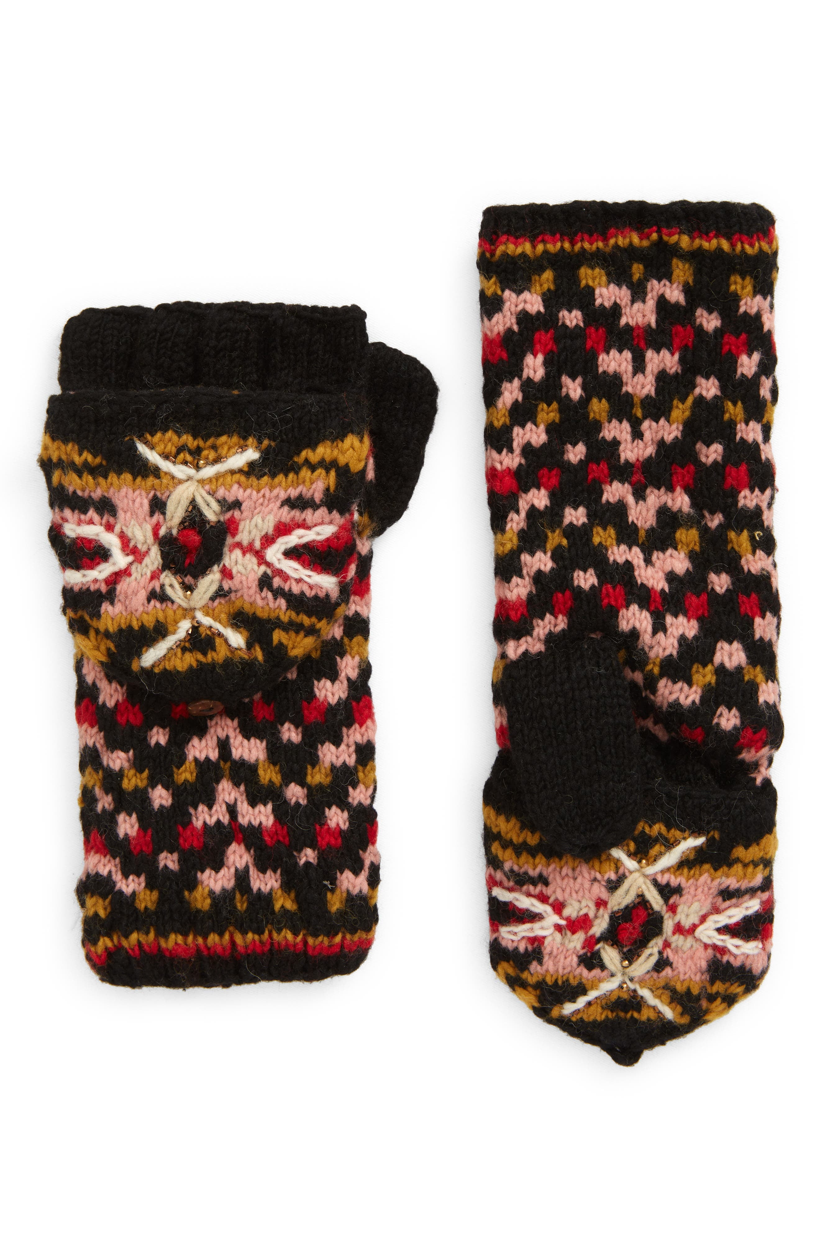 FRENCH KNOT Sedona Convertible Wool Mittens in Black - Walmart.com