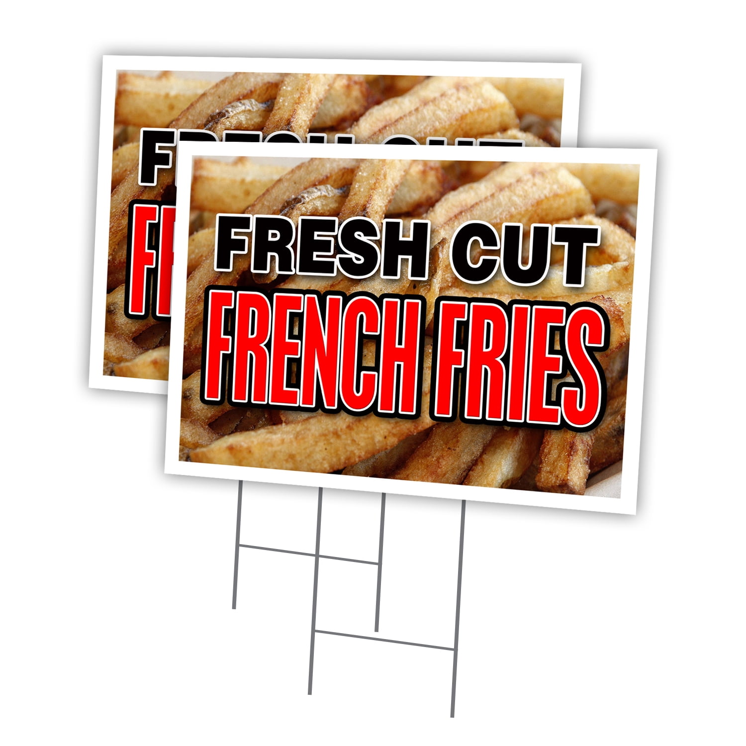 FRESH CUT FRENCH FRIES 2 Pack Of 12" x 16" Yard Sign & Stake outdoor ...